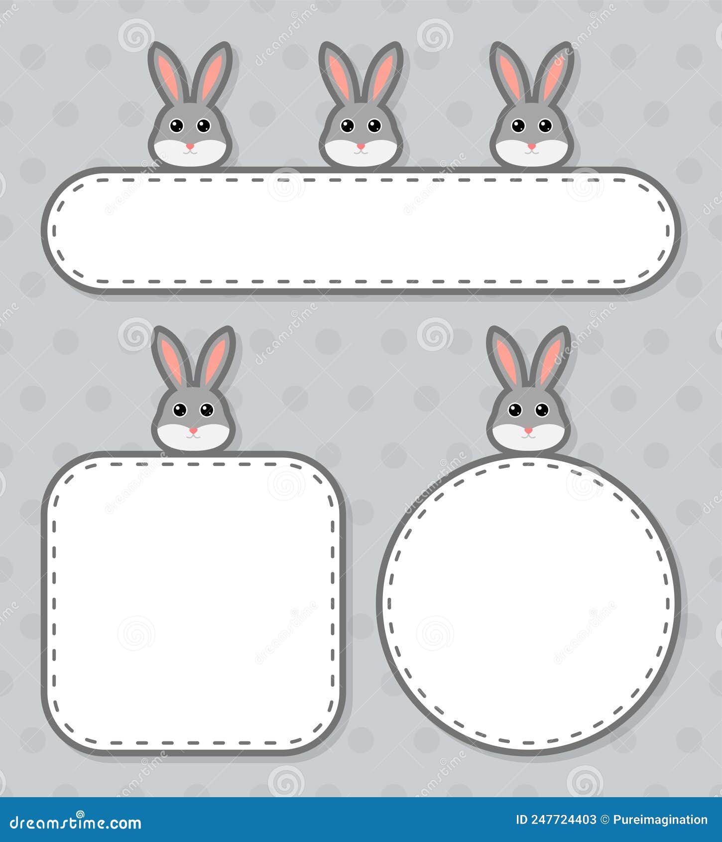 Set of Cute Banner with Rabbit Stock Vector - Illustration of bunny ...