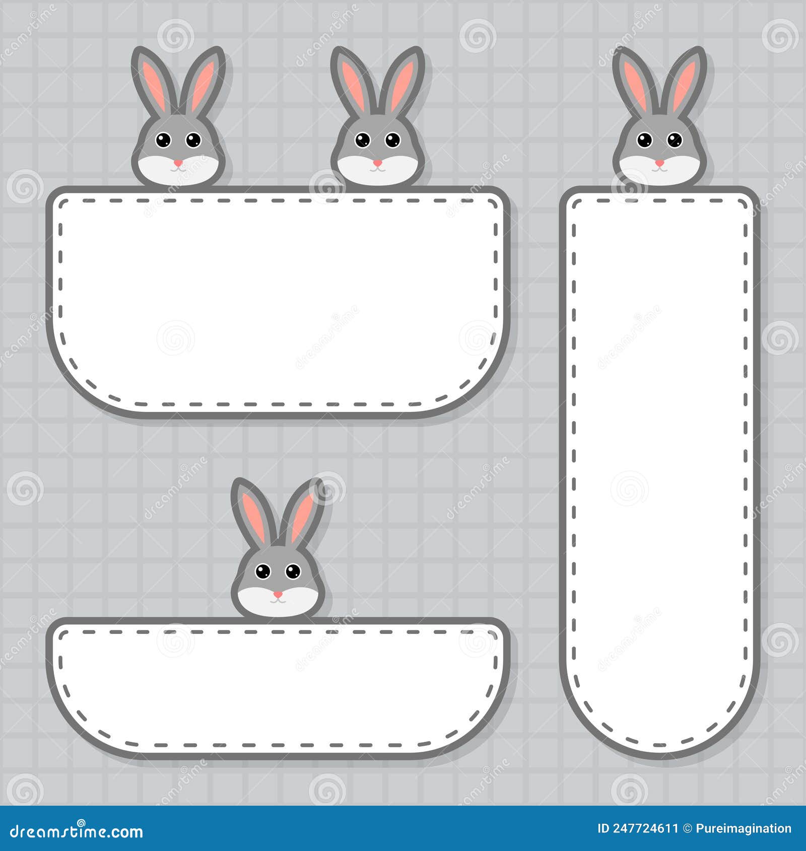 Set of Cute Banner with Rabbit Stock Vector - Illustration of animal ...