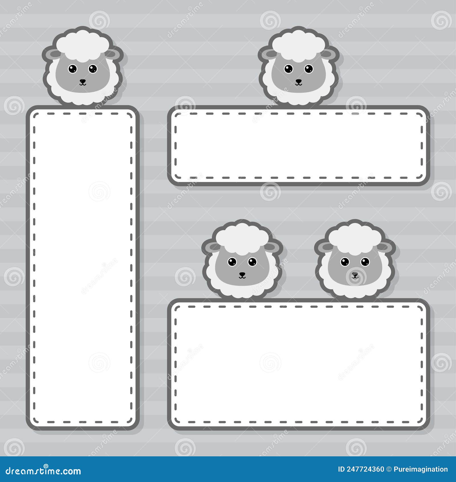 Set of Cute Banner with Sheep Stock Vector - Illustration of frame ...