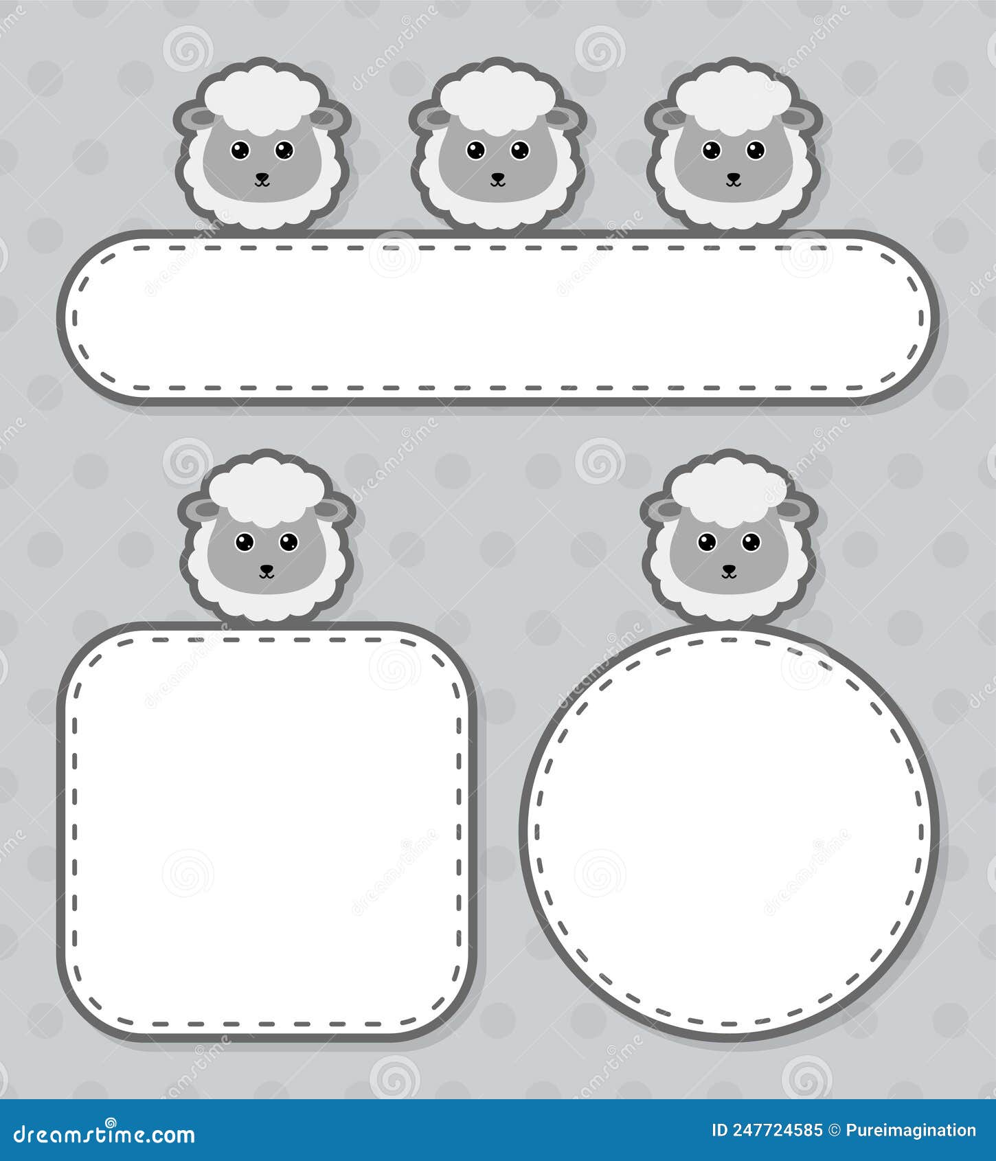 Set of Cute Banner with Sheep Stock Vector - Illustration of banner ...