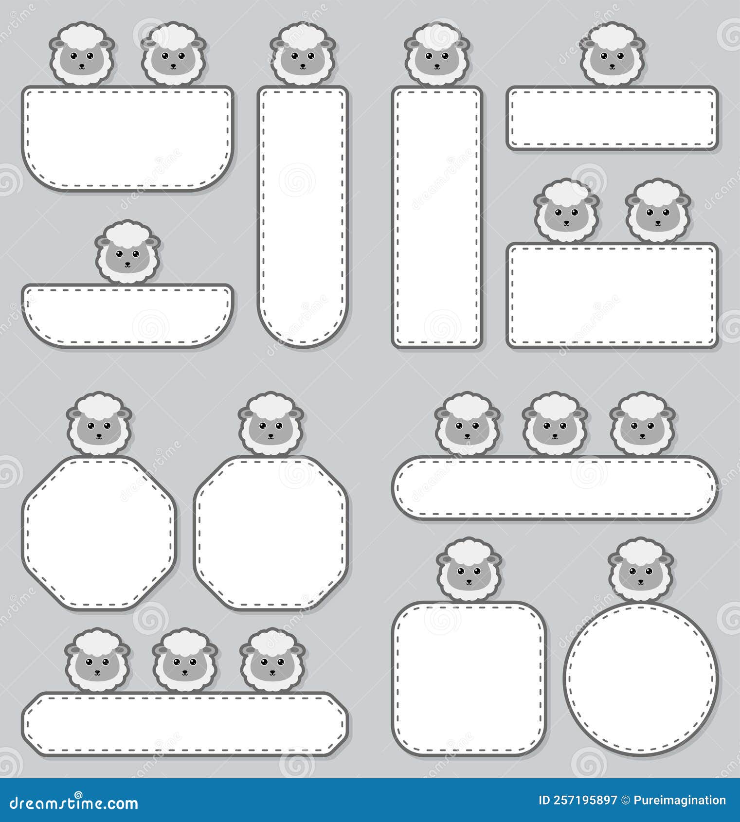 Set of Cute Banner with Sheep Stock Vector - Illustration of divider ...