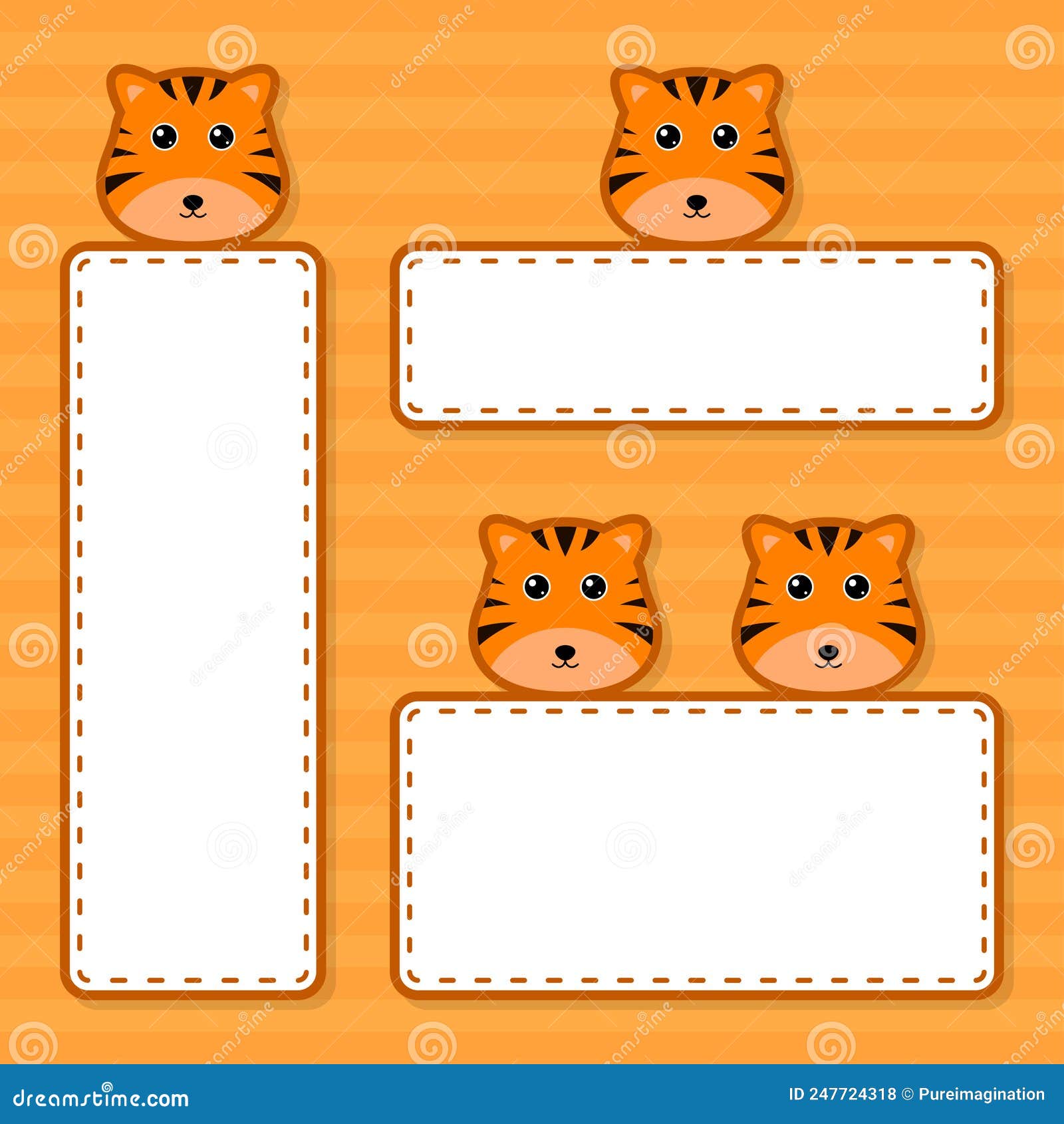 Set of Cute Banner with Tiger Stock Vector - Illustration of decorative ...