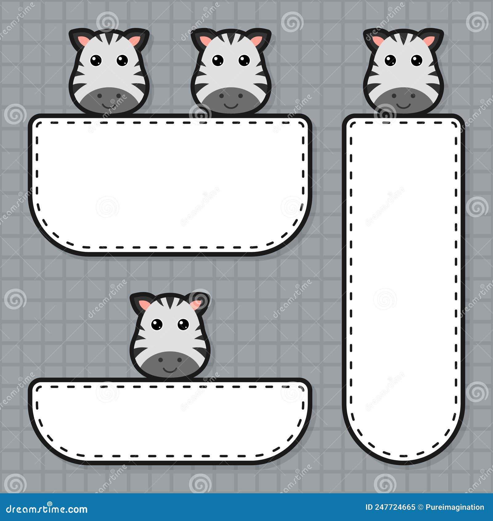 Set of Cute Banner with Zebra Stock Vector - Illustration of invitation ...