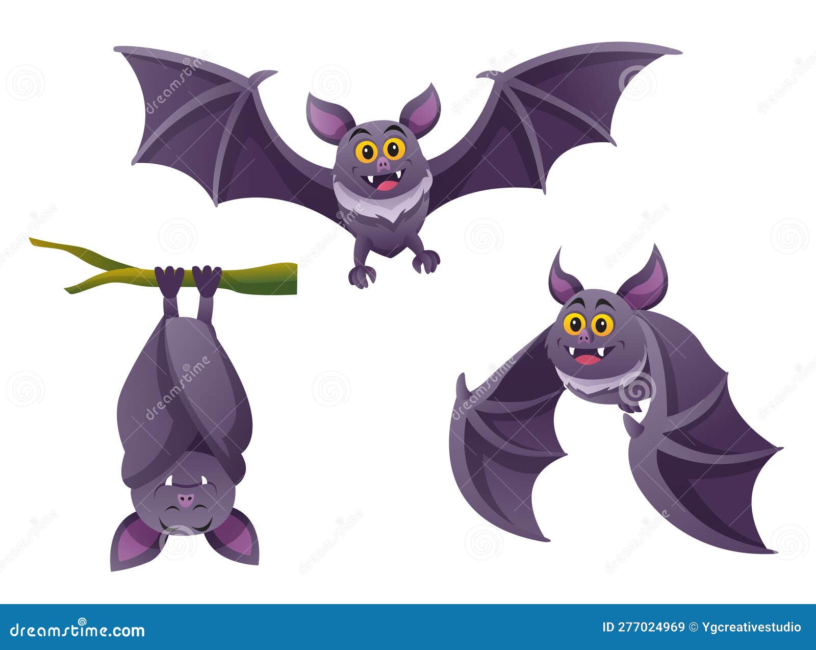 Set of Cute Bat in Various Poses Stock Vector - Illustration of spooky ...