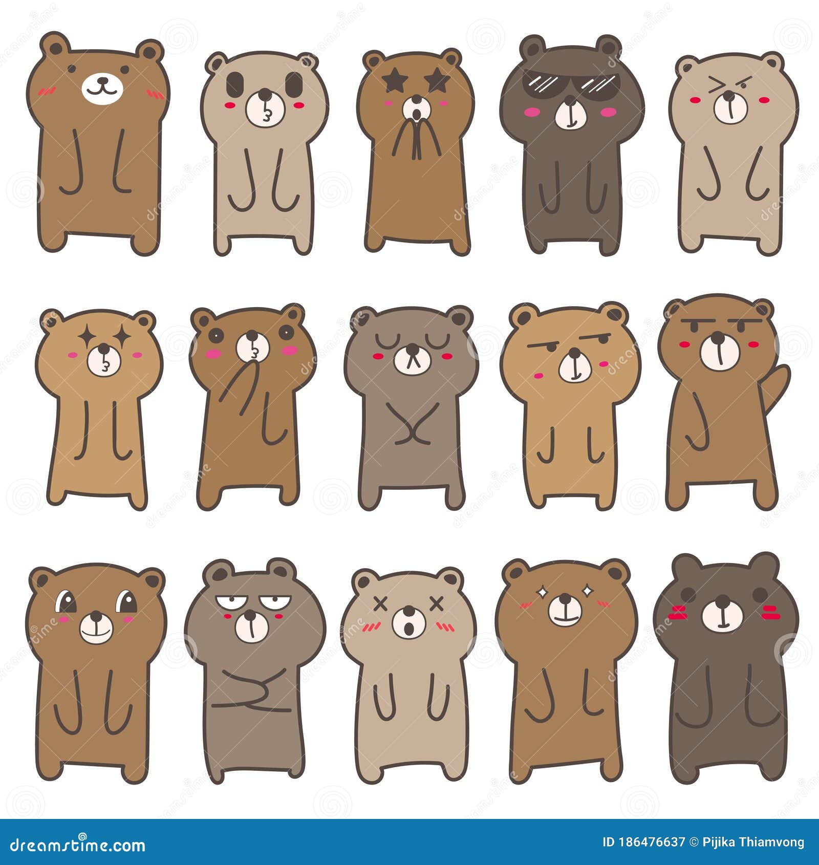 Set of Cute Bear Character Design. Stock Vector - Illustration of baby ...