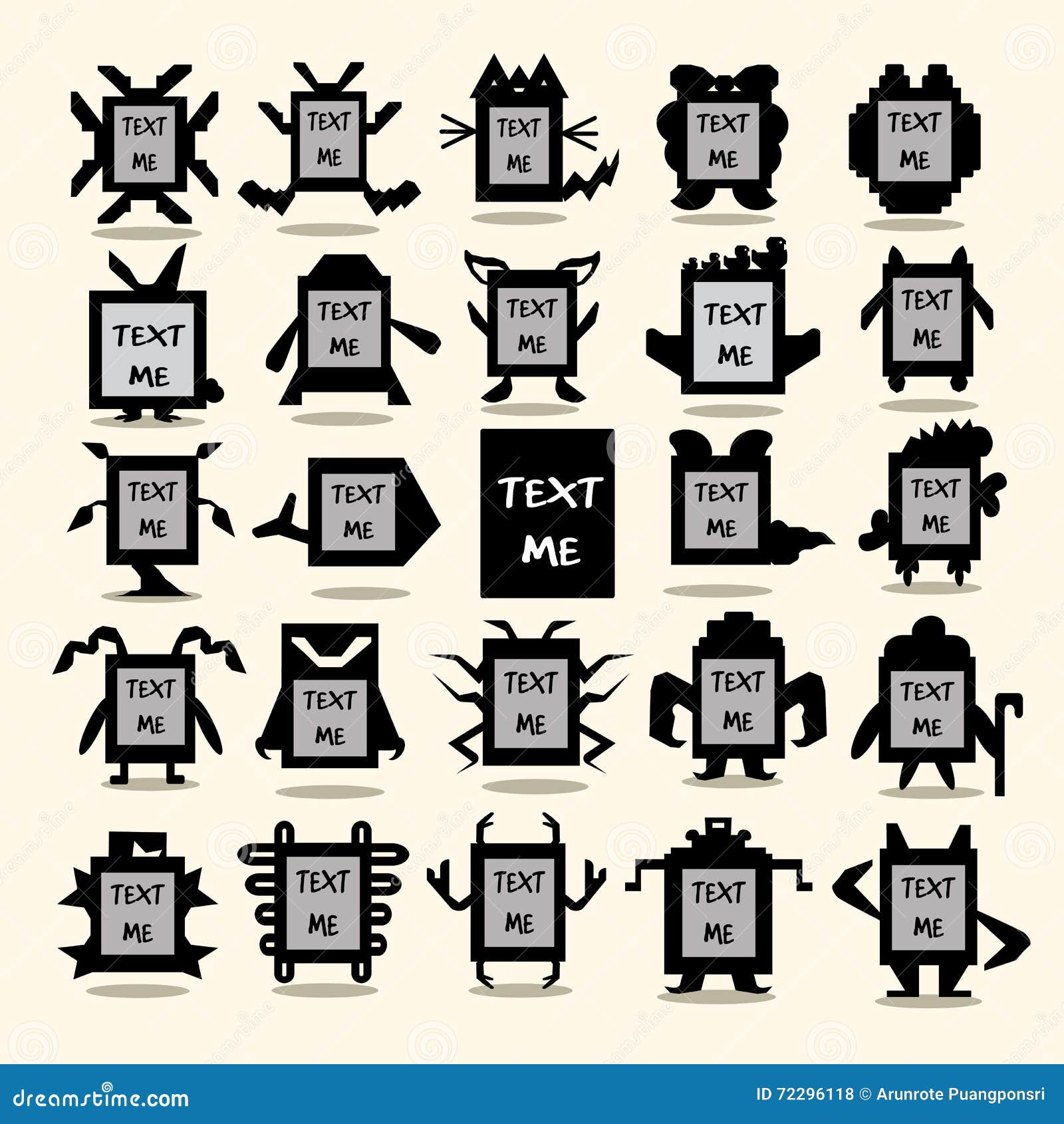 Set of Cute Black Cartoon Border Frames Stock Vector - Illustration of ...