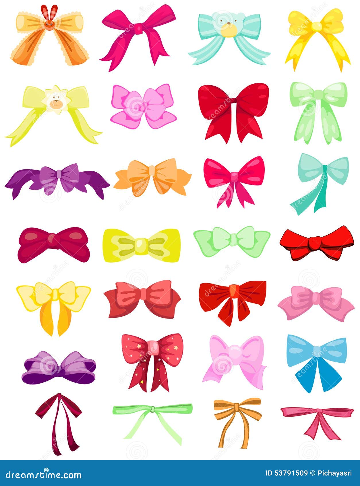 Set of cute bows stock vector. Illustration of knot, festive - 53791509