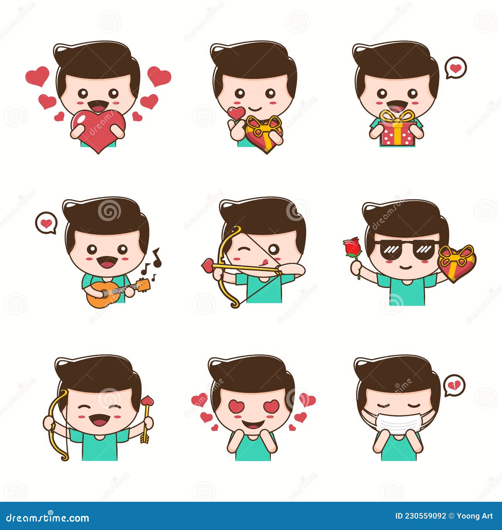 Collection of Cute Boy Characters Stock Vector - Illustration of ...
