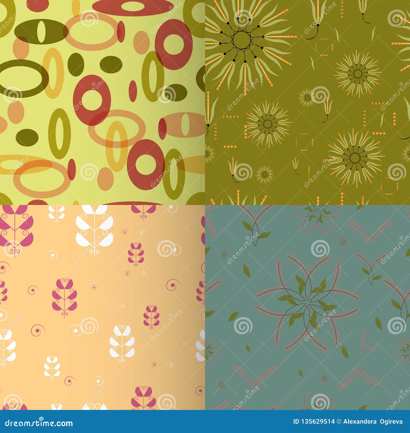 Set of Cute Bright Seamless Patterns. Vector Illustration Bright Design ...