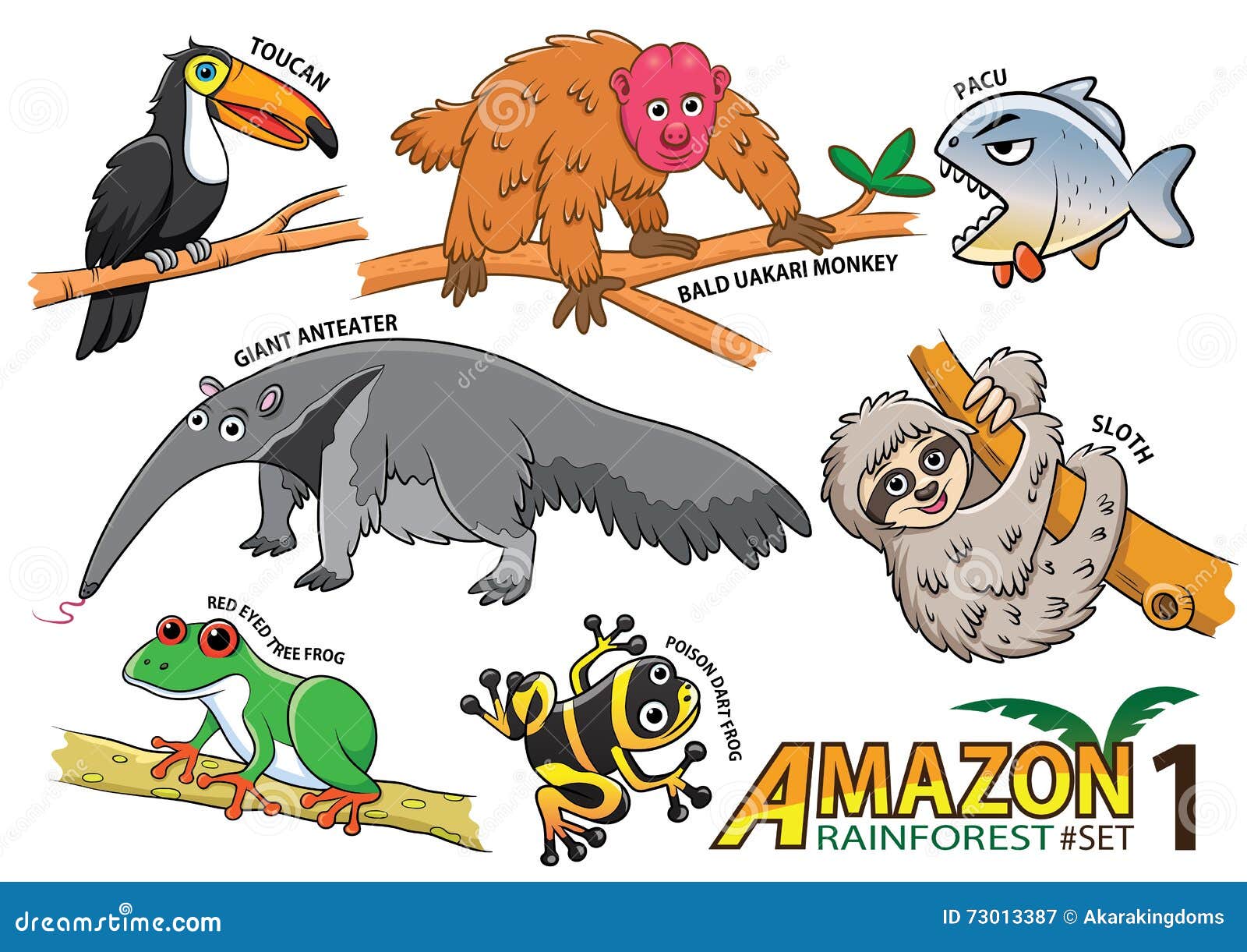 Amazon Rainforest Animals Stock Illustrations – 353 Amazon Rainforest ...