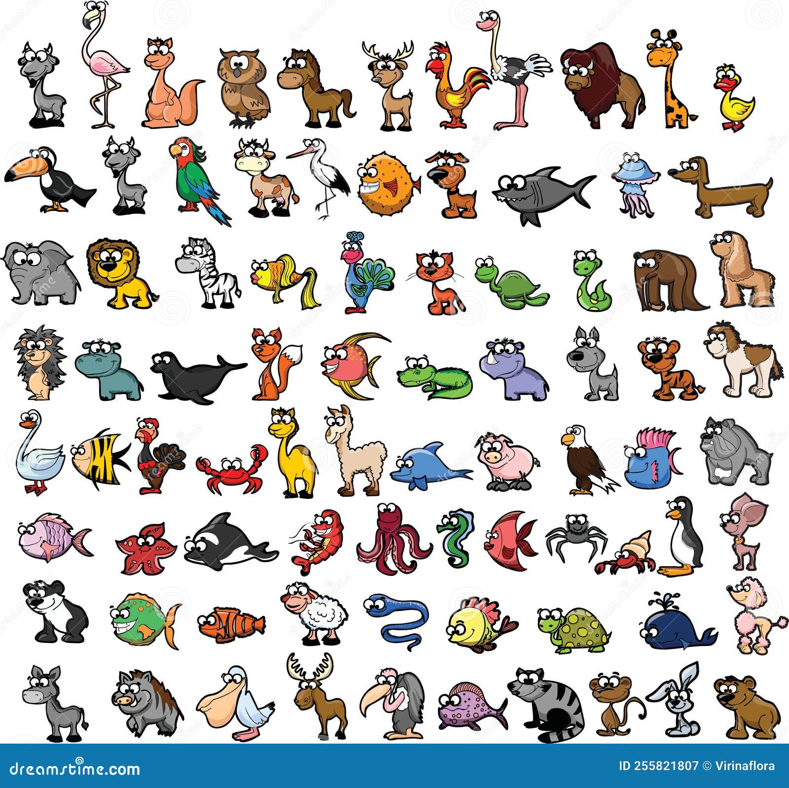 Set of Cute Cartoon Animals Stock Vector - Illustration of deer ...