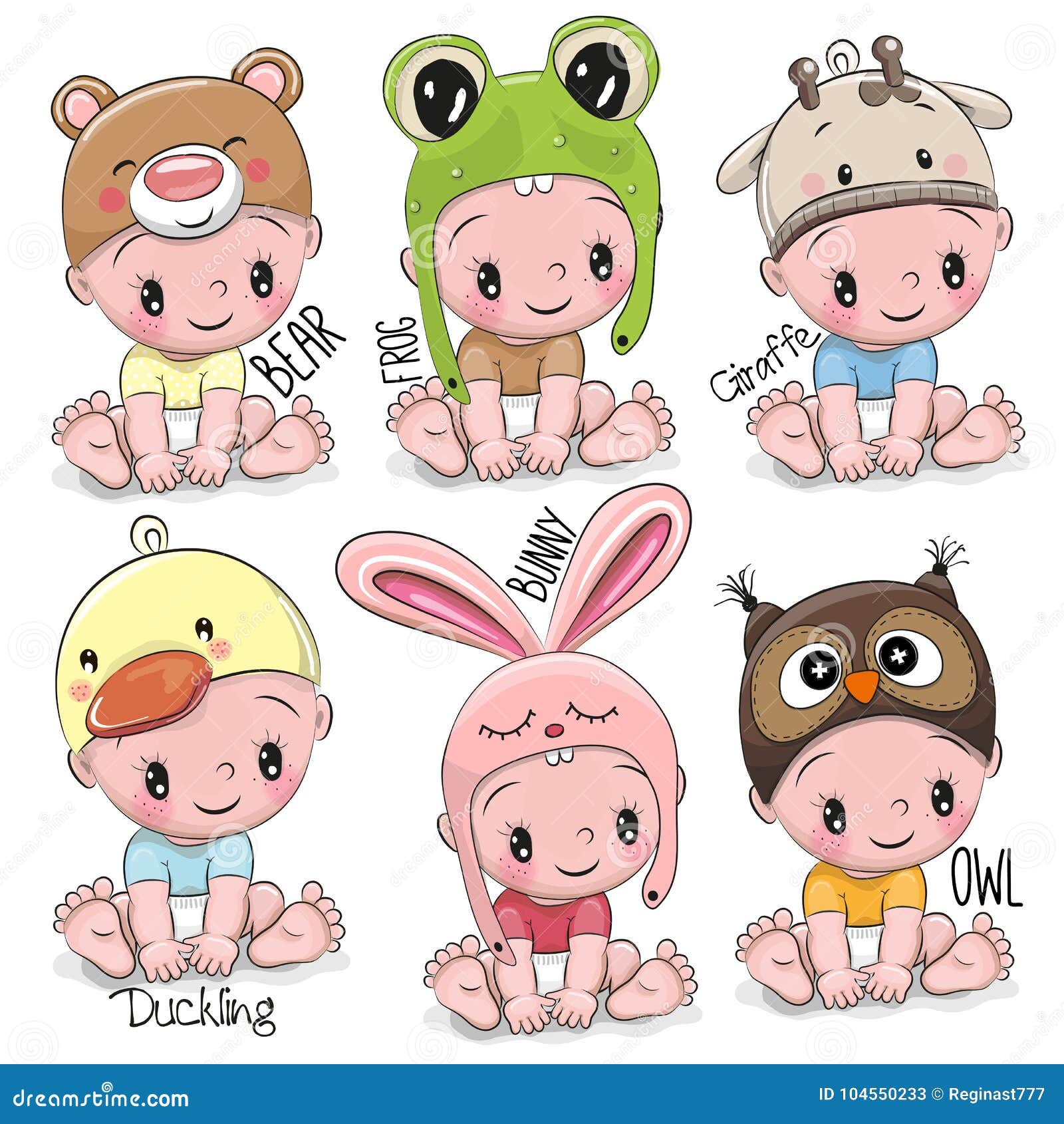 Set of Cute Cartoon Babies stock vector. Illustration of frog - 104550233