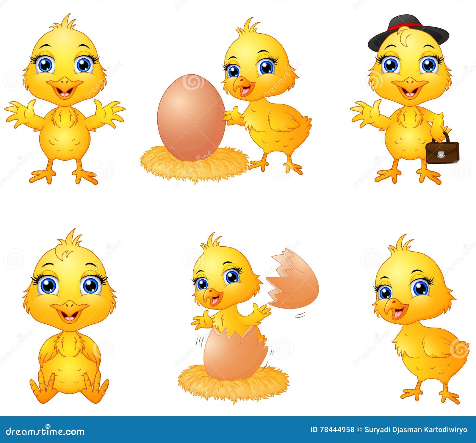 Set Of Cute Cartoon Baby Chick Vector Illustration | CartoonDealer.com ...