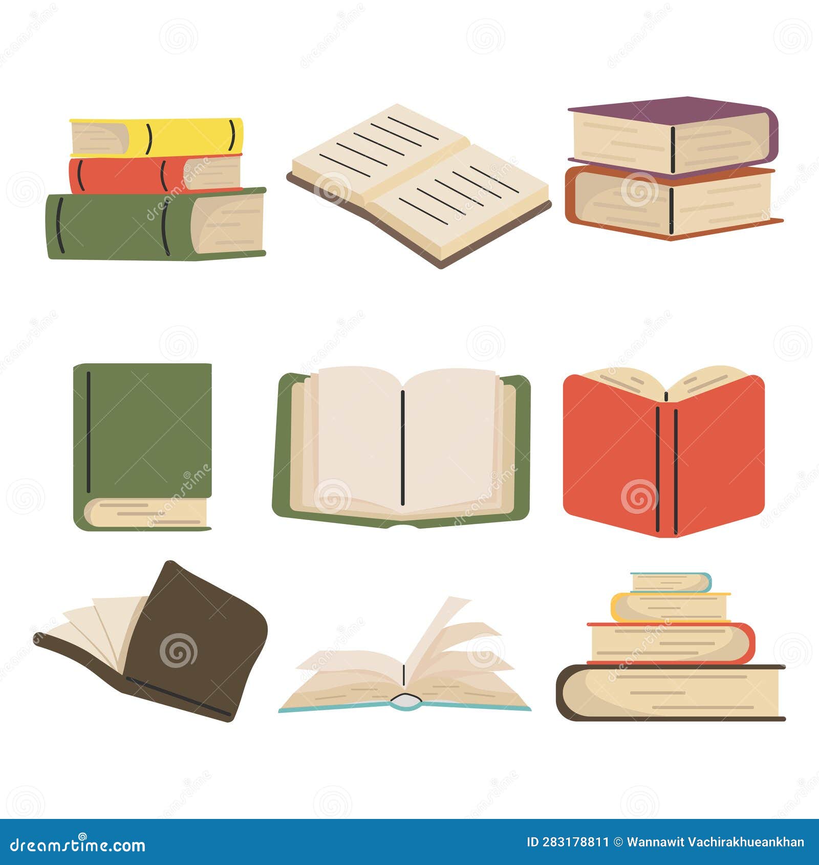 Set of cute cartoon books stock vector. Illustration of cover - 283178811