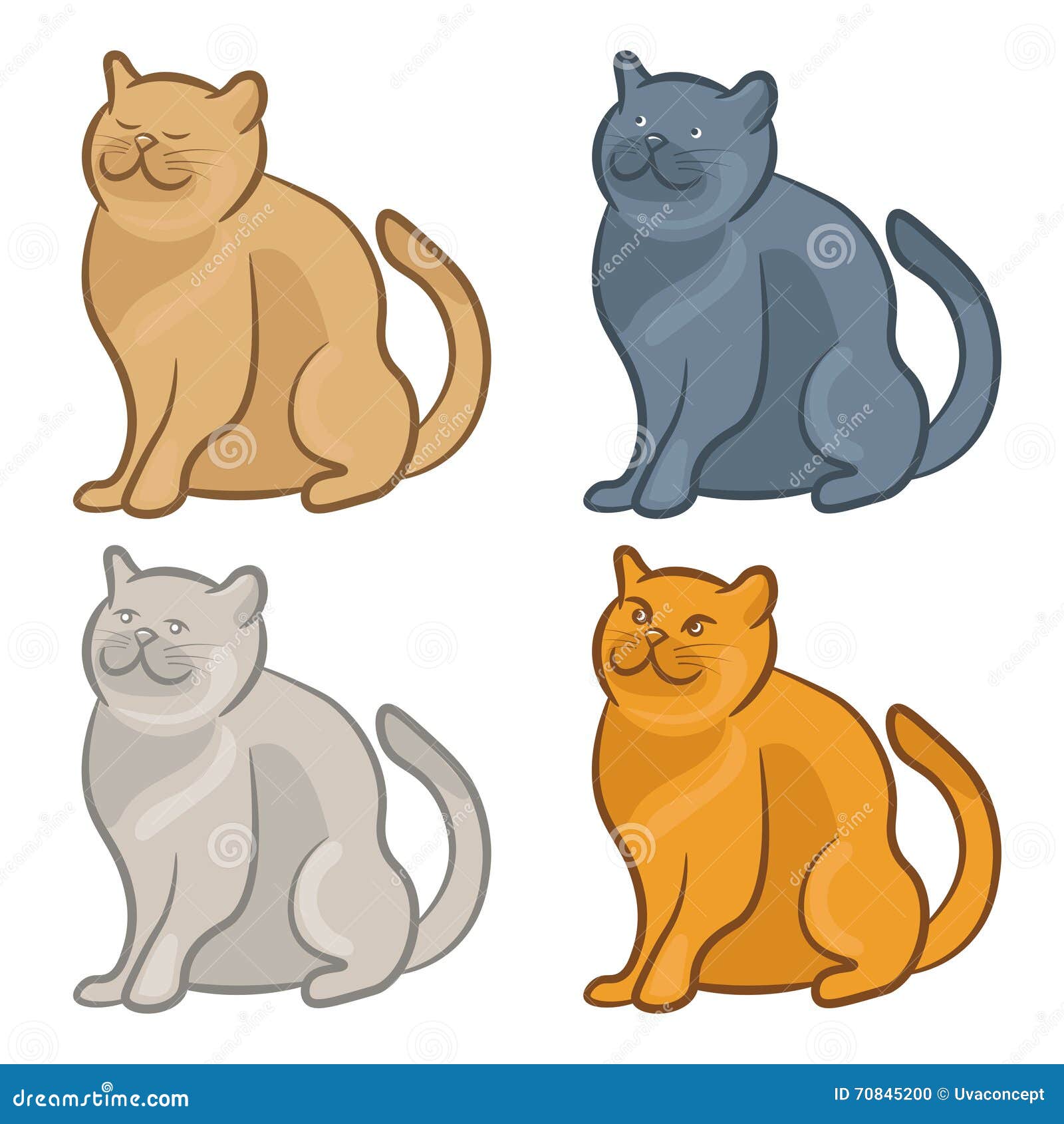 Set of Cute Cartoon Cats. Vector Stock Vector - Illustration of cute ...