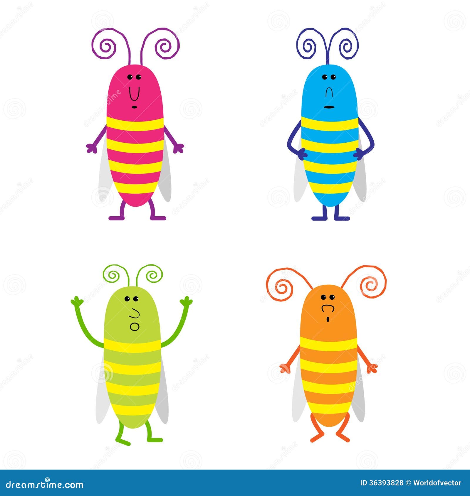 Set of Cute Cartoon Cockroach Stock Vector - Illustration of cute ...
