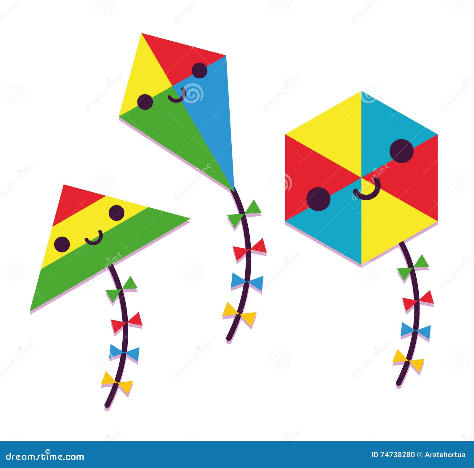 Cartoon Kites. Wind Flying Toy With Ribbon And Tail For Kids. Makar ...