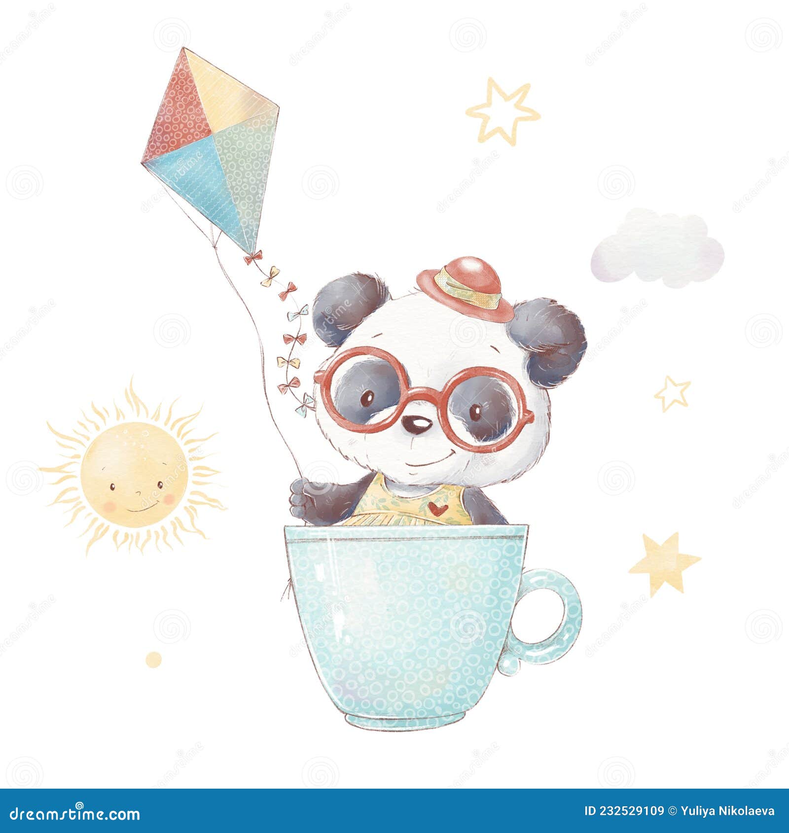 Set of Cute Cartoon Panda. Watercolor Illustration Stock Image - Image ... Set of Cute Cartoon Panda. Watercolor Illustration Stock Image - Image ...