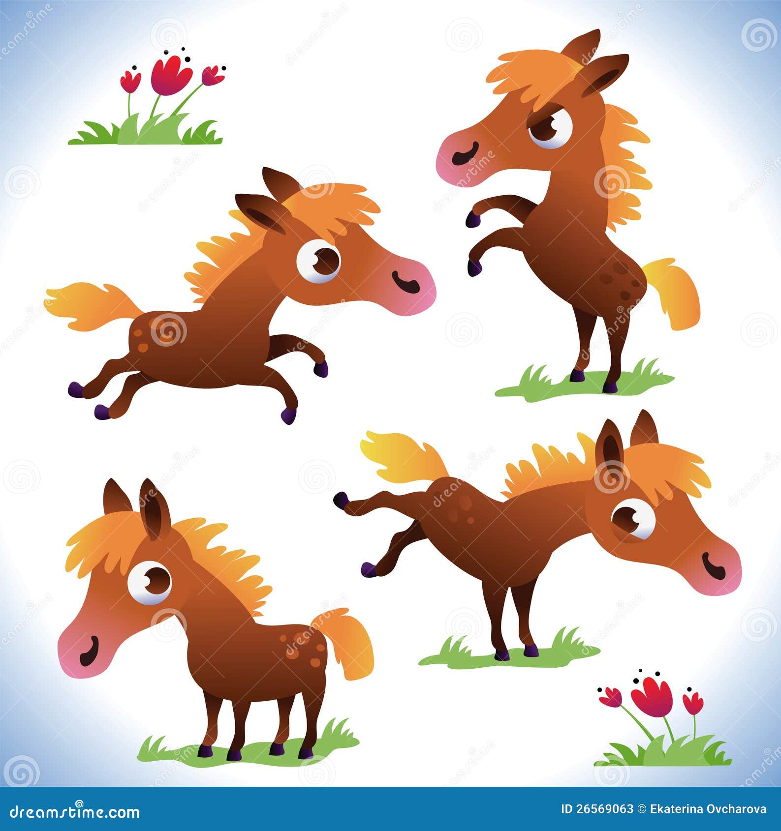 Set of cute cartoon pony stock vector. Illustration of breed - 26569063