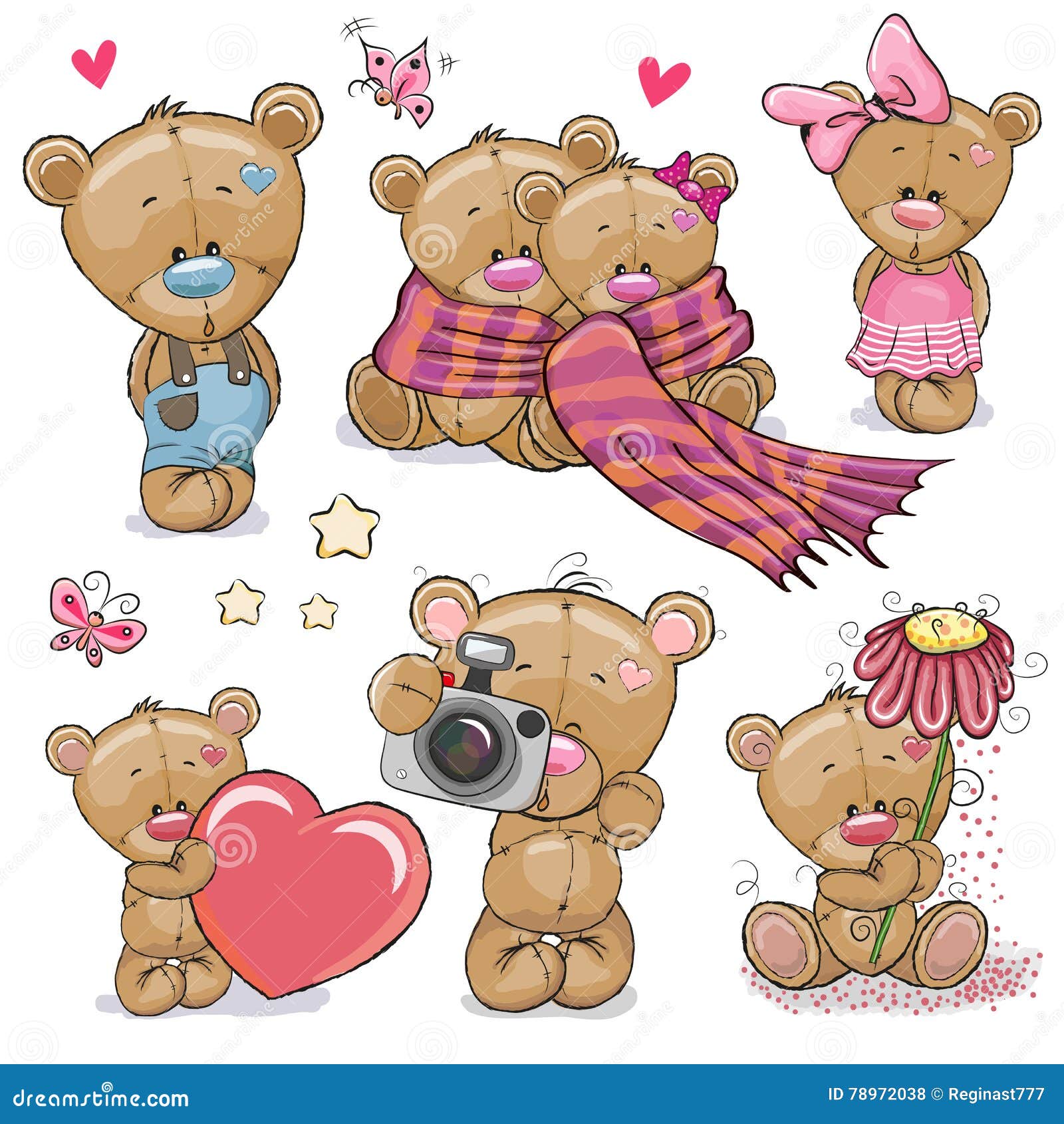 Set of Cute Cartoon Teddy Bear Stock Vector - Illustration of ...