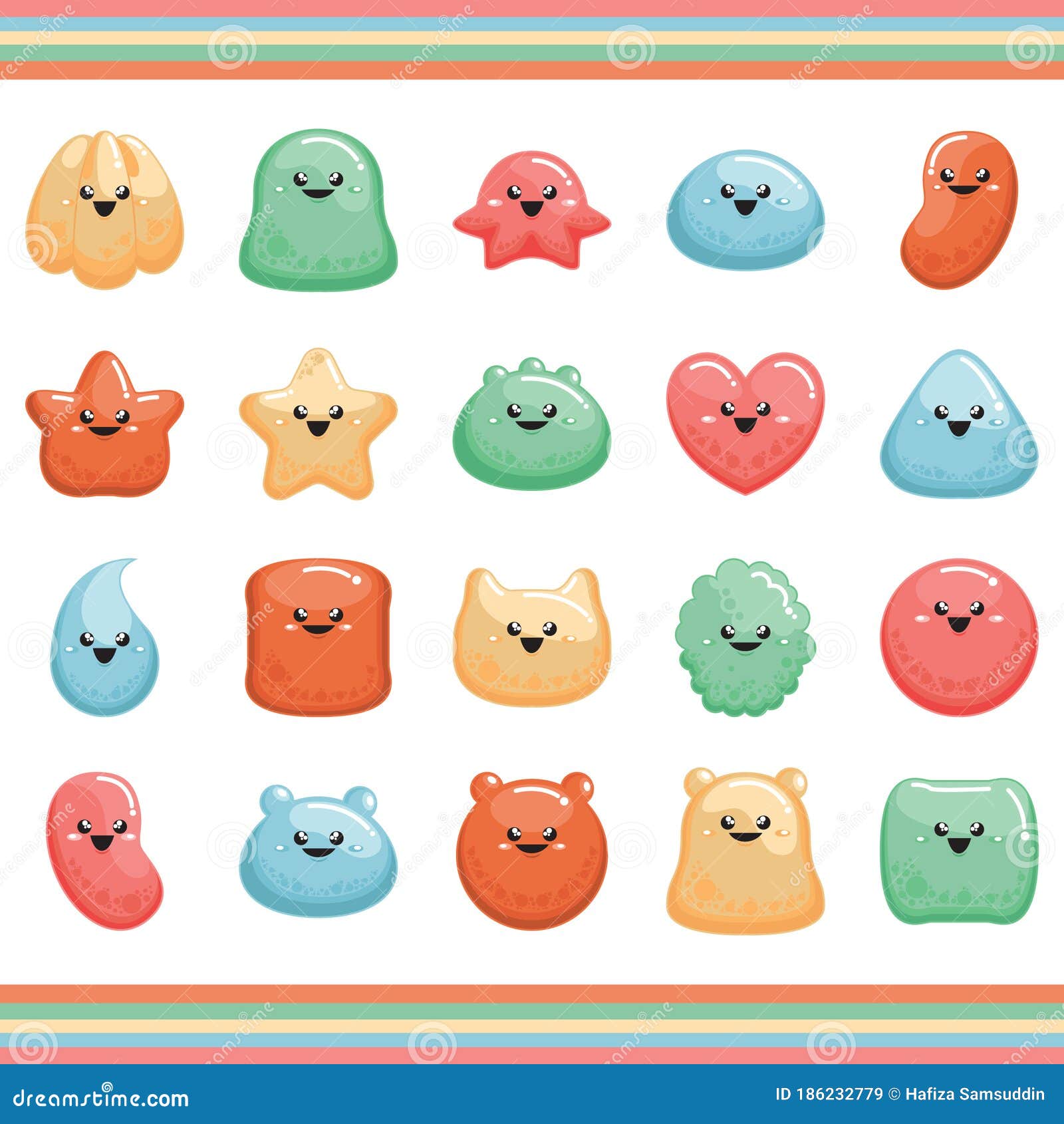 Set of Cute Character Designs. Vector Illustration Decorative Design ...