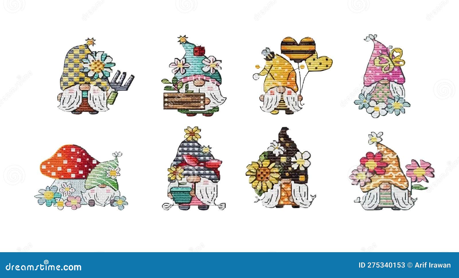 Set of Cute Cheerful Gnomes VECTOR Stock Vector - Illustration of ...