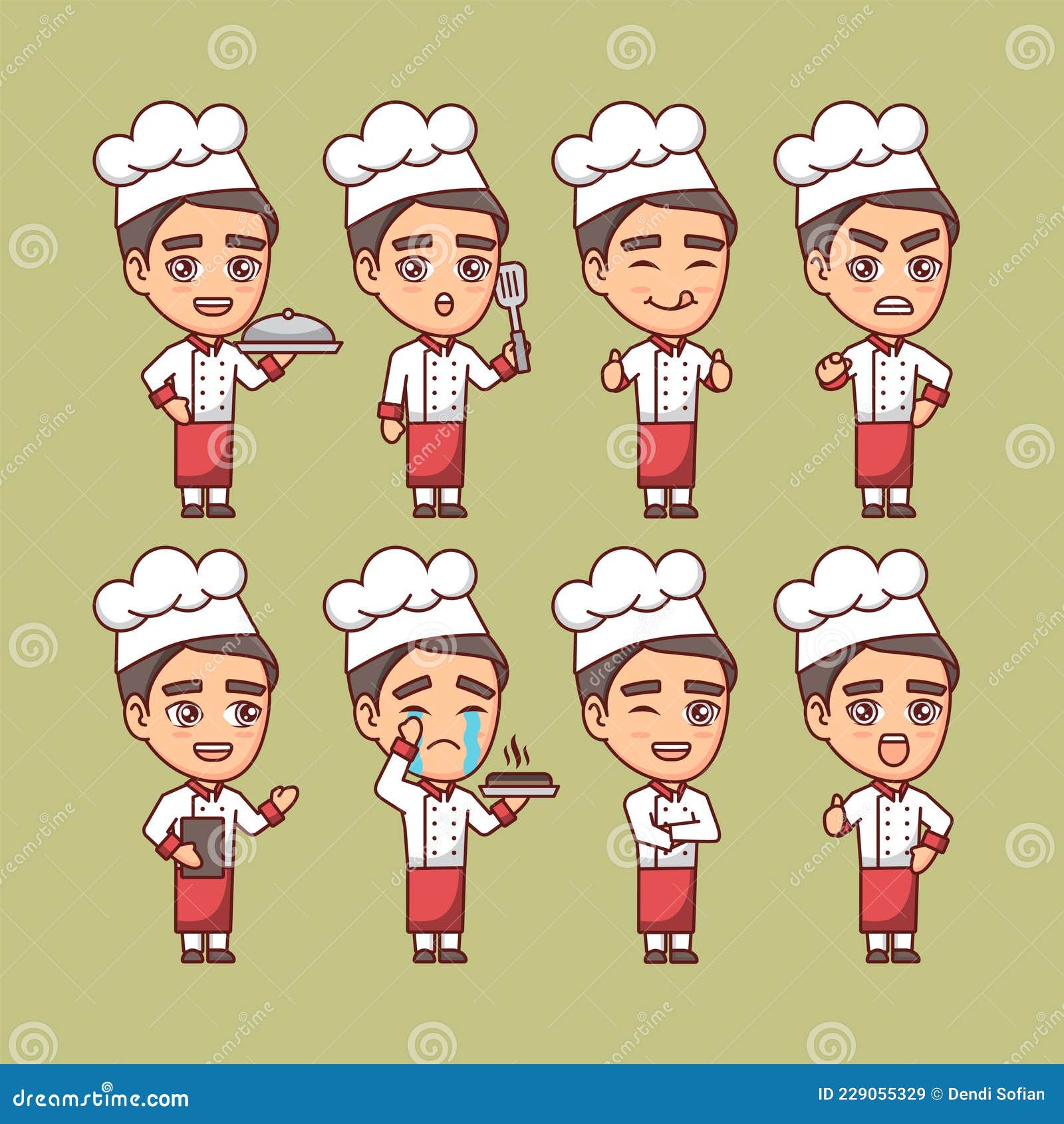 Set of Cute Chef in Different Pose Illustration Stock Vector ...