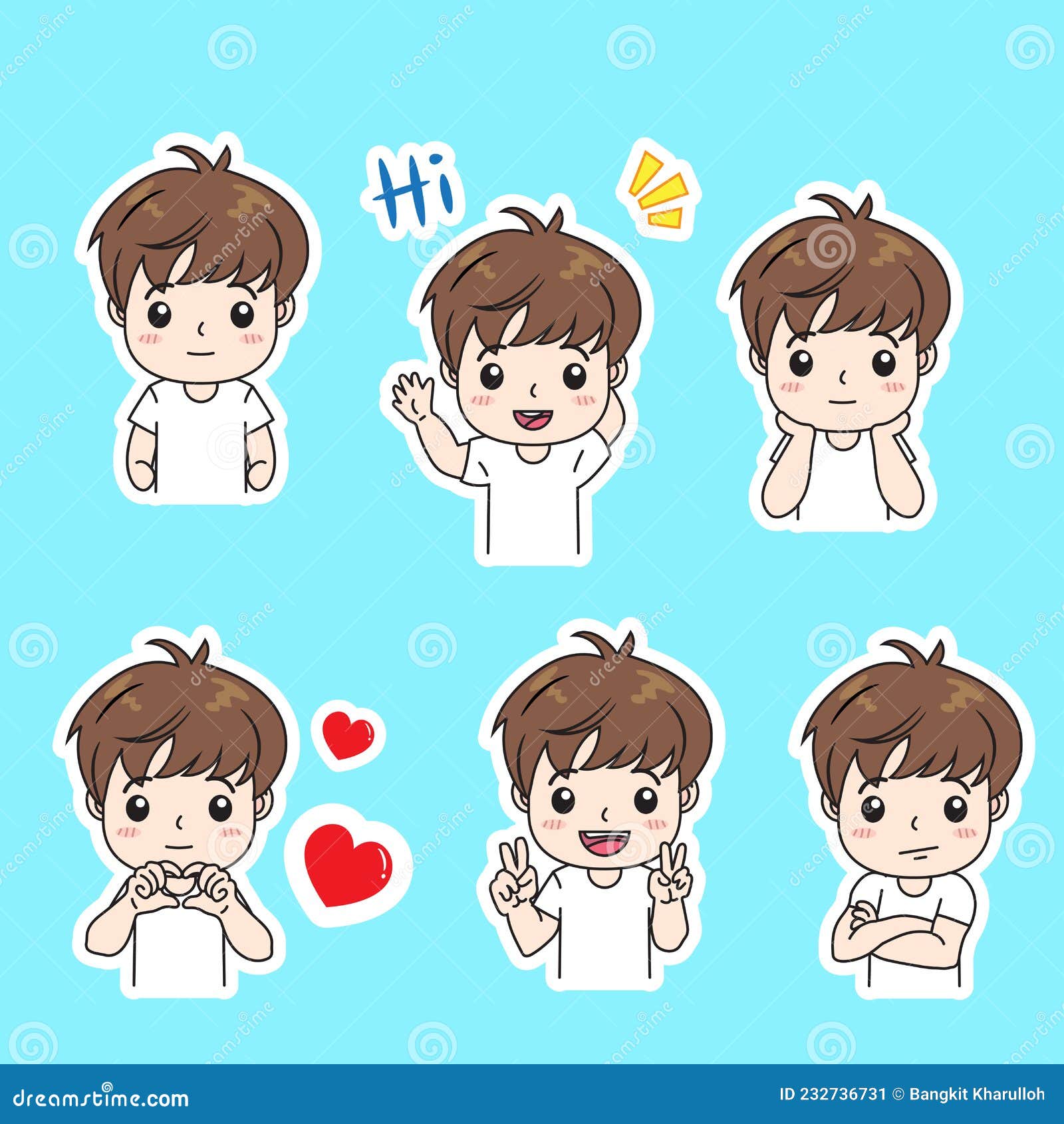 Set of Cute Chibi Boy with Different Expression 1 Stock Vector ...