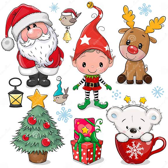 Set of Cute Christmas Design Element Stock Vector - Illustration of ...