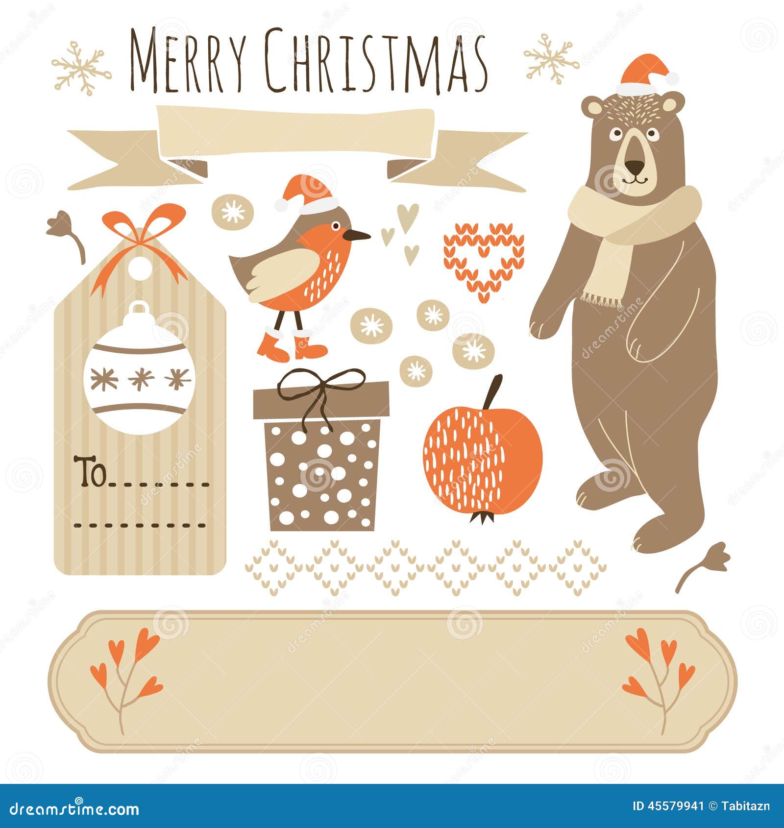 Set of Cute Christmas Graphic Elements, Objects Stock Vector ...