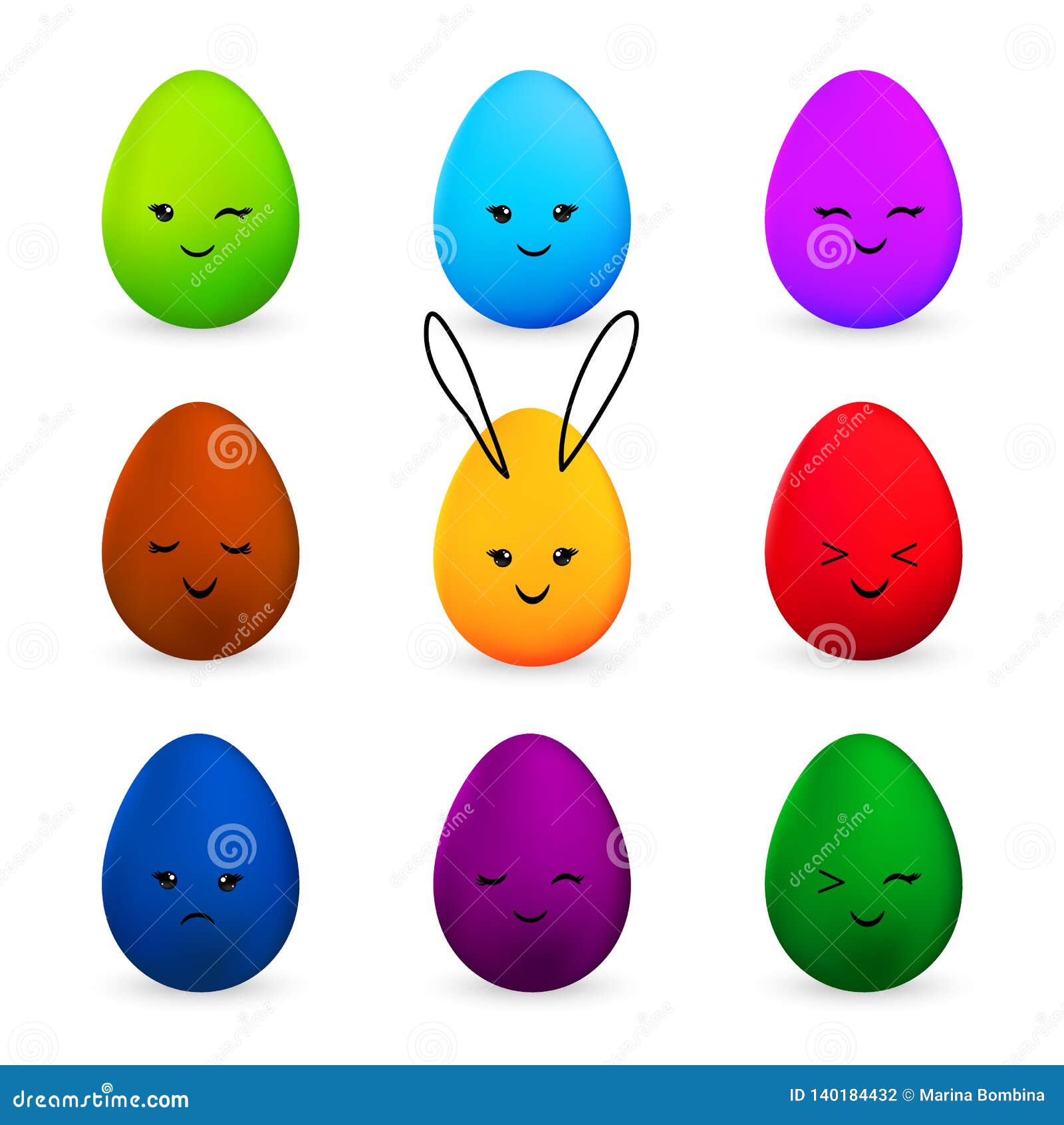 Set of Cute Colorful Easter Eggs. Vector Illustration Stock Vector ...