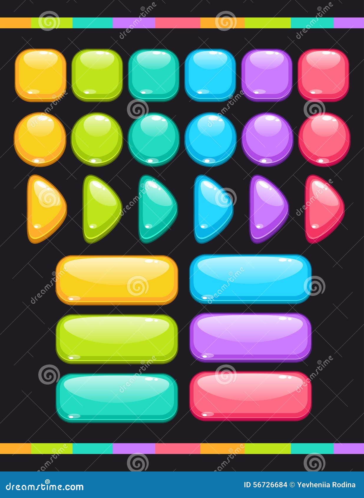 Set of Cute Colorful Glossy Buttons Stock Illustration - Illustration ...