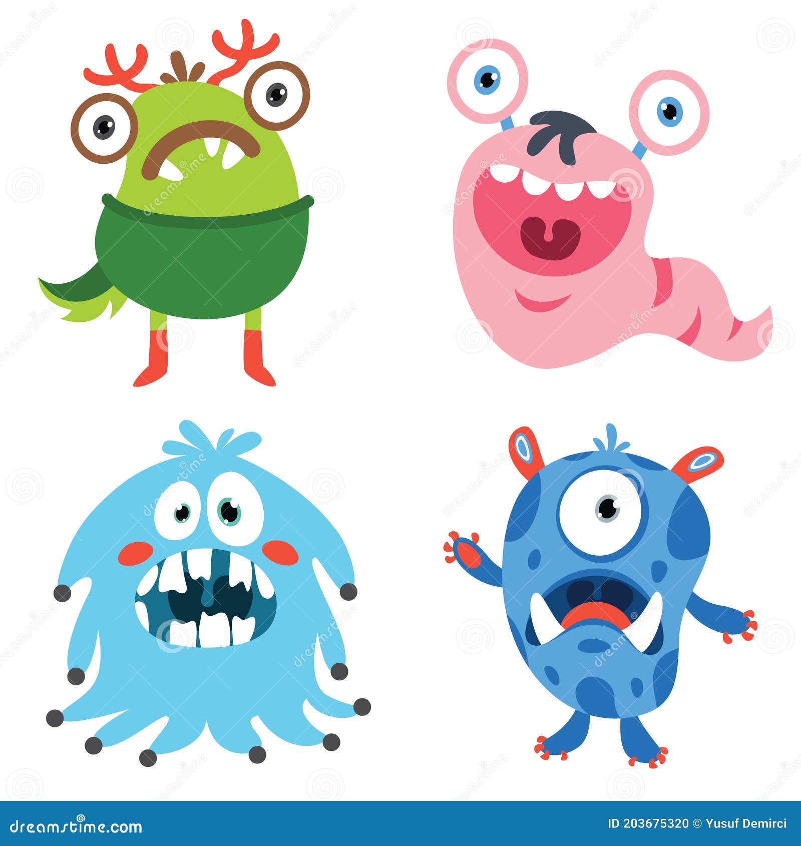 Set of Cute Colorful Monsters Stock Vector - Illustration of halloween ...