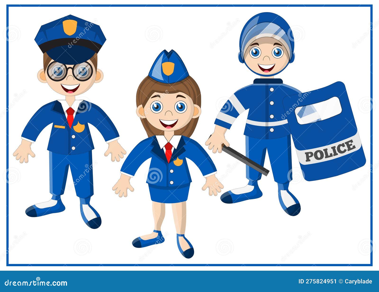A set of cute cops. stock vector. Illustration of human - 275824951