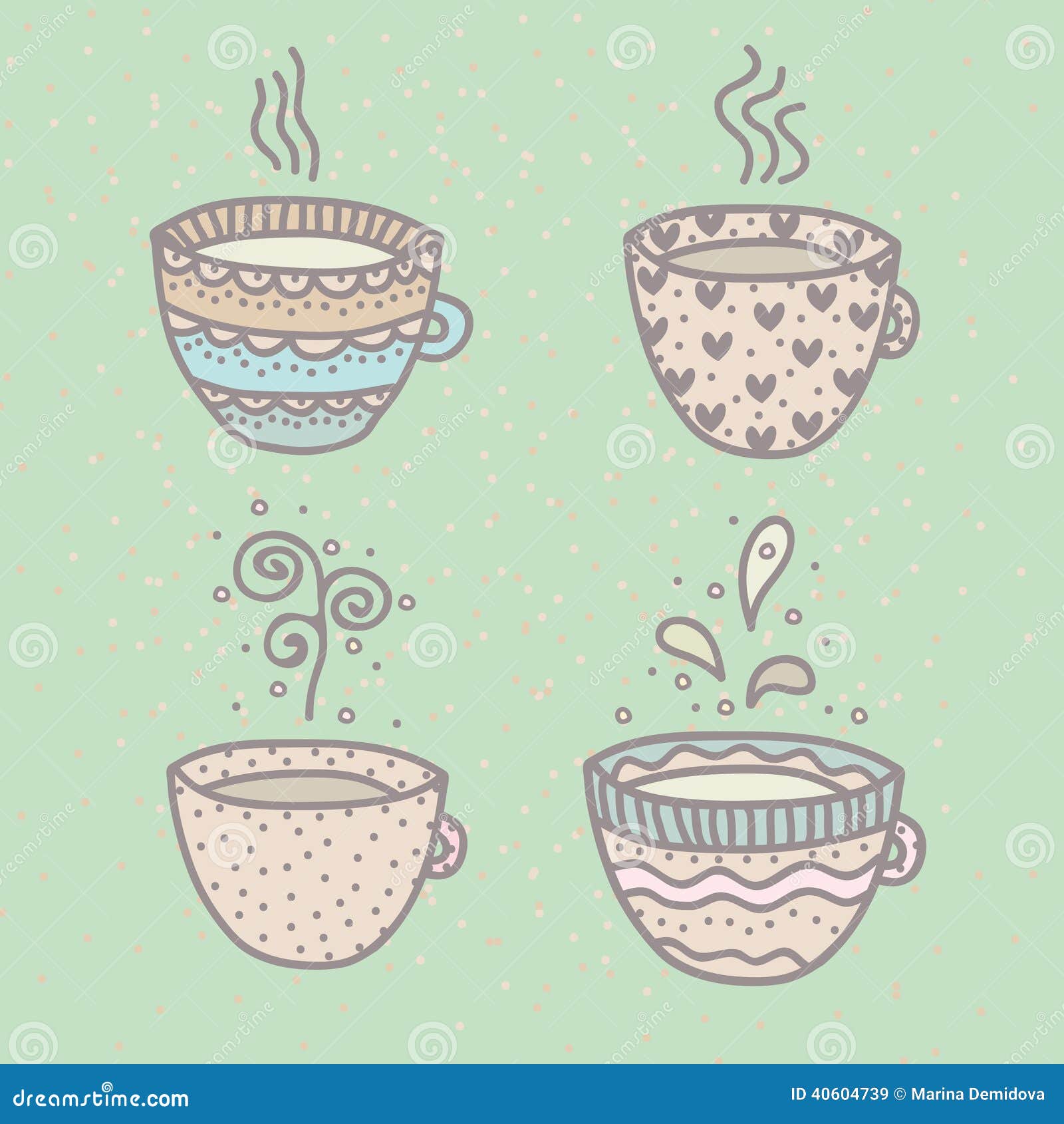 Set of cute cups stock vector. Illustration of drink - 40604739
