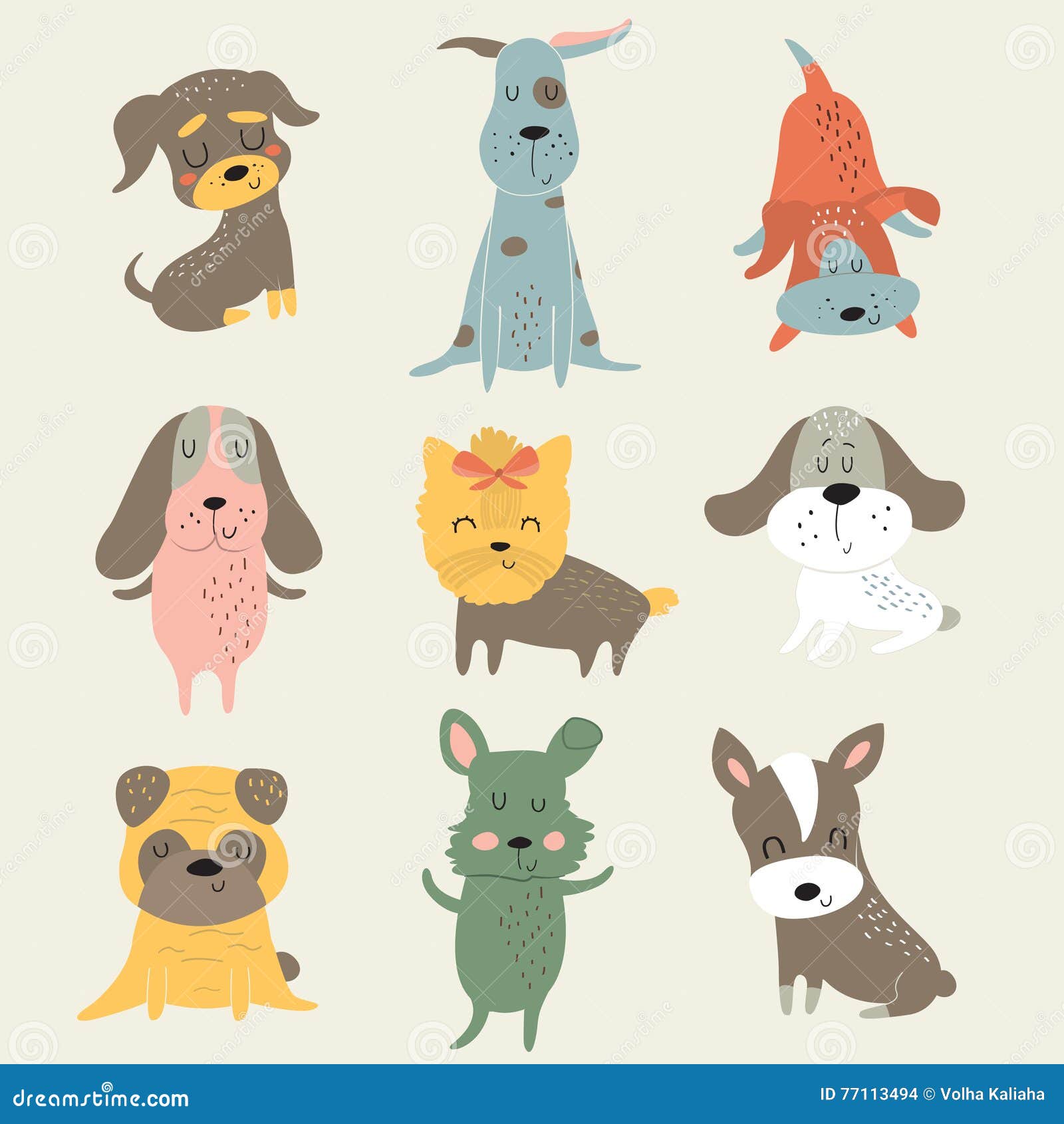 Cute Dogs Icon Set Cartoon Vector | CartoonDealer.com #36011213