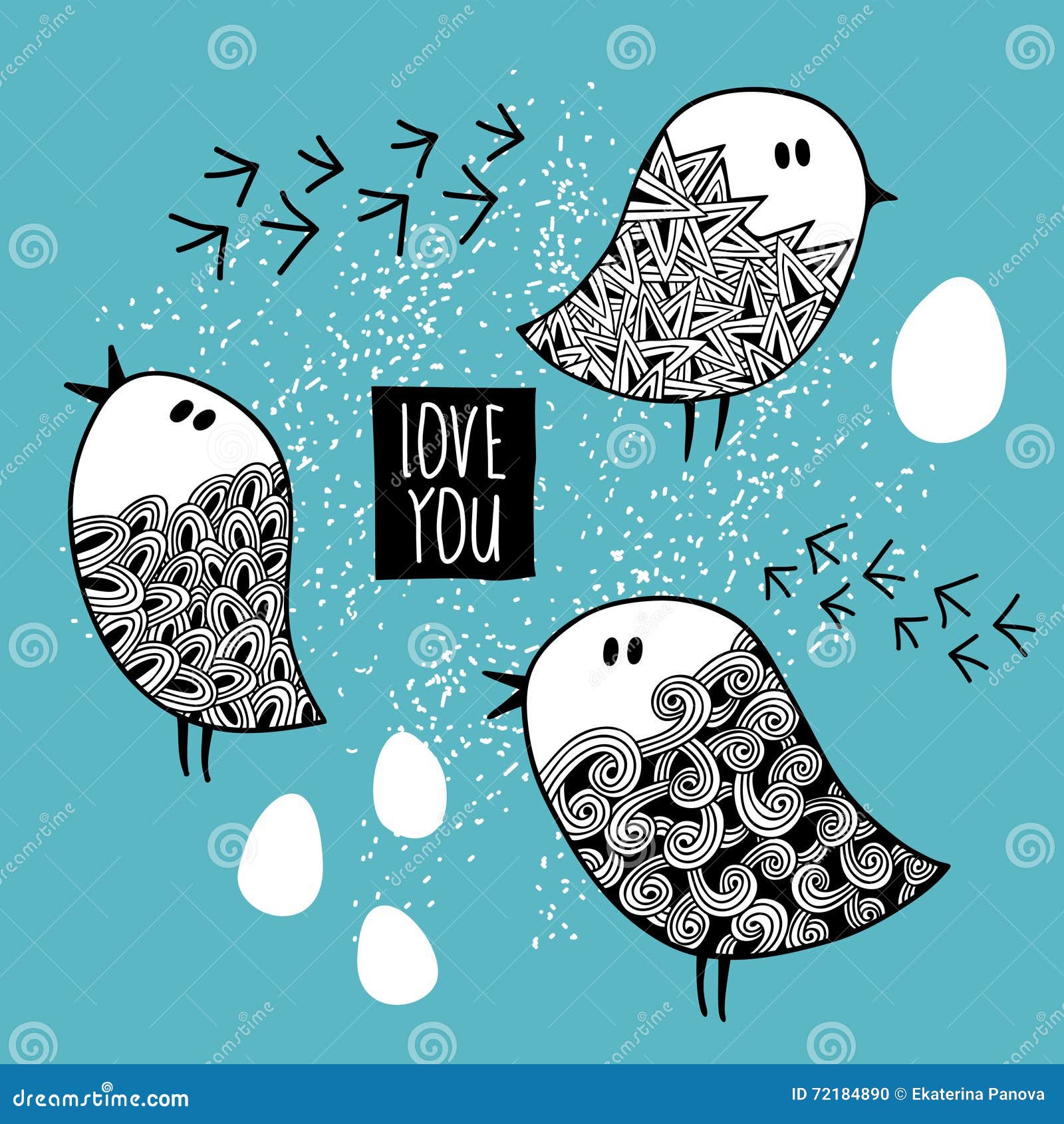 Set of cute doodle birds. stock vector. Illustration of doodle - 72184890