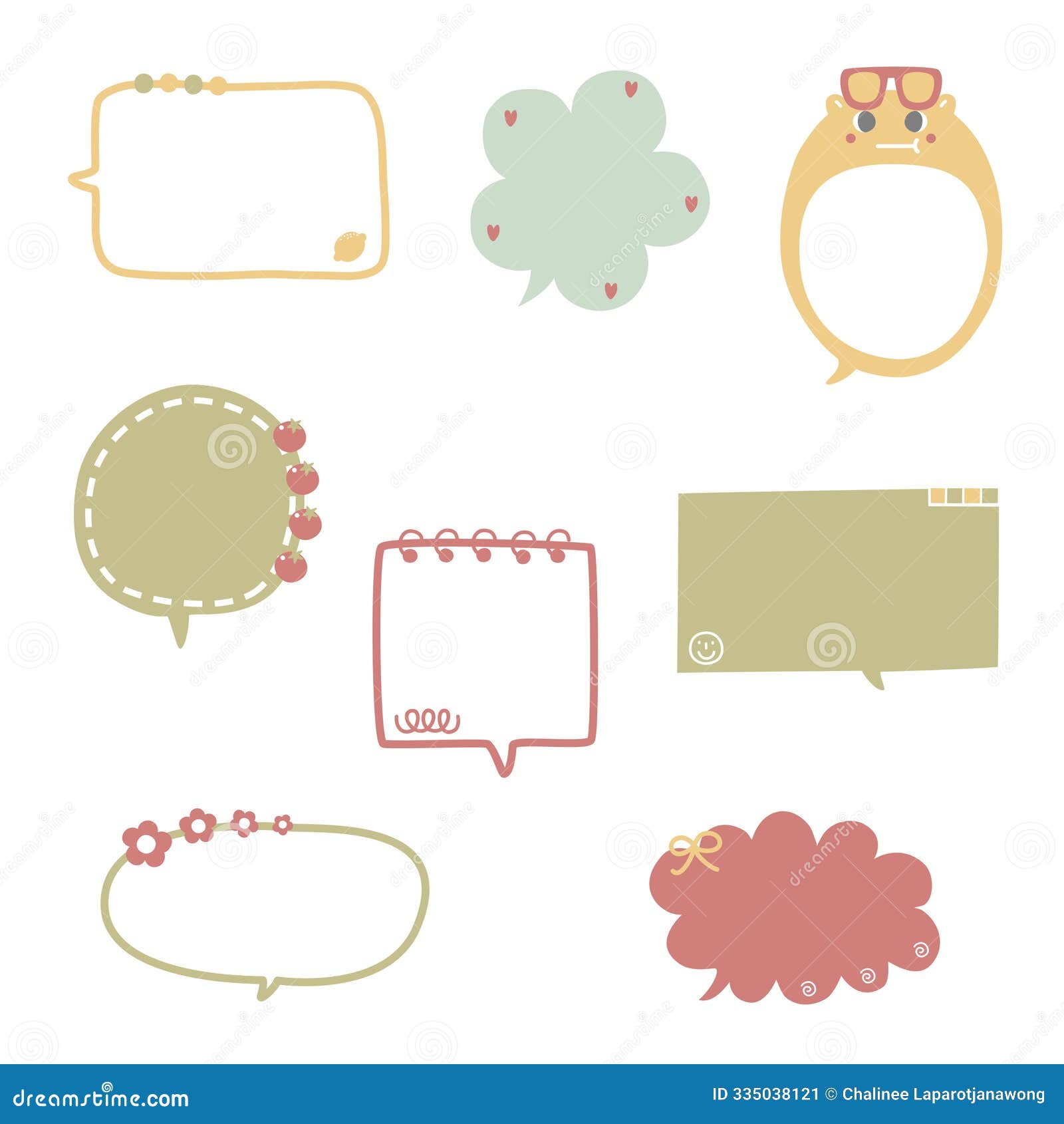 Set of Cute Doodle Text Box Planner, Speech Bubble Balloon Stock ...