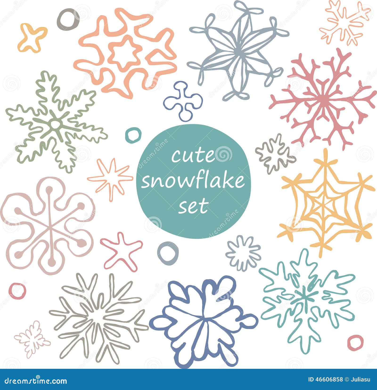 Set of Cute Drawn by Hand Snowflakes Stock Vector - Illustration of ...