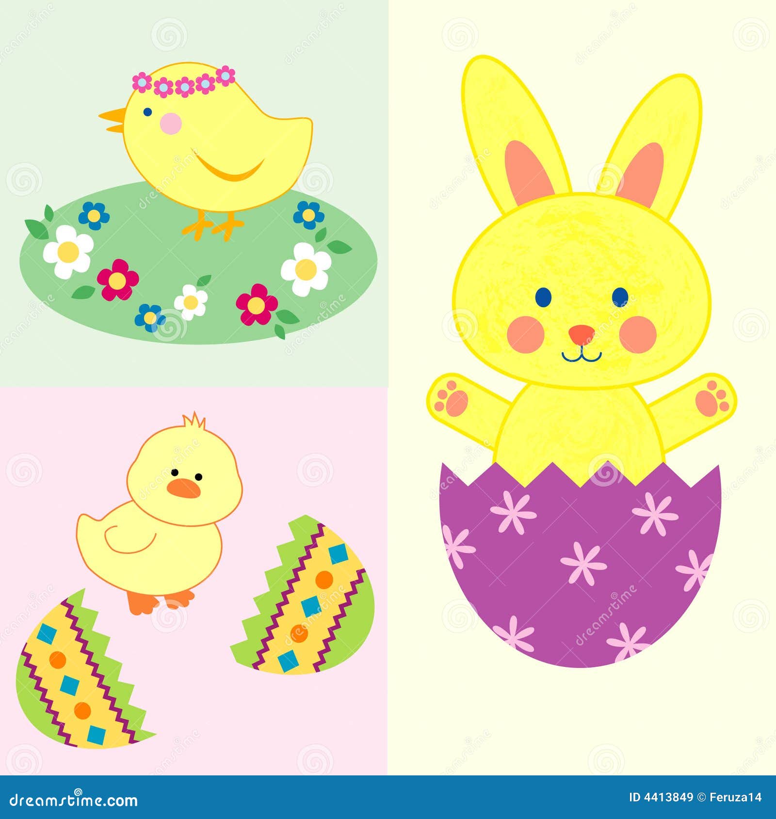 Set of Cute Easter Illustrations Stock Vector - Illustration of cute ...