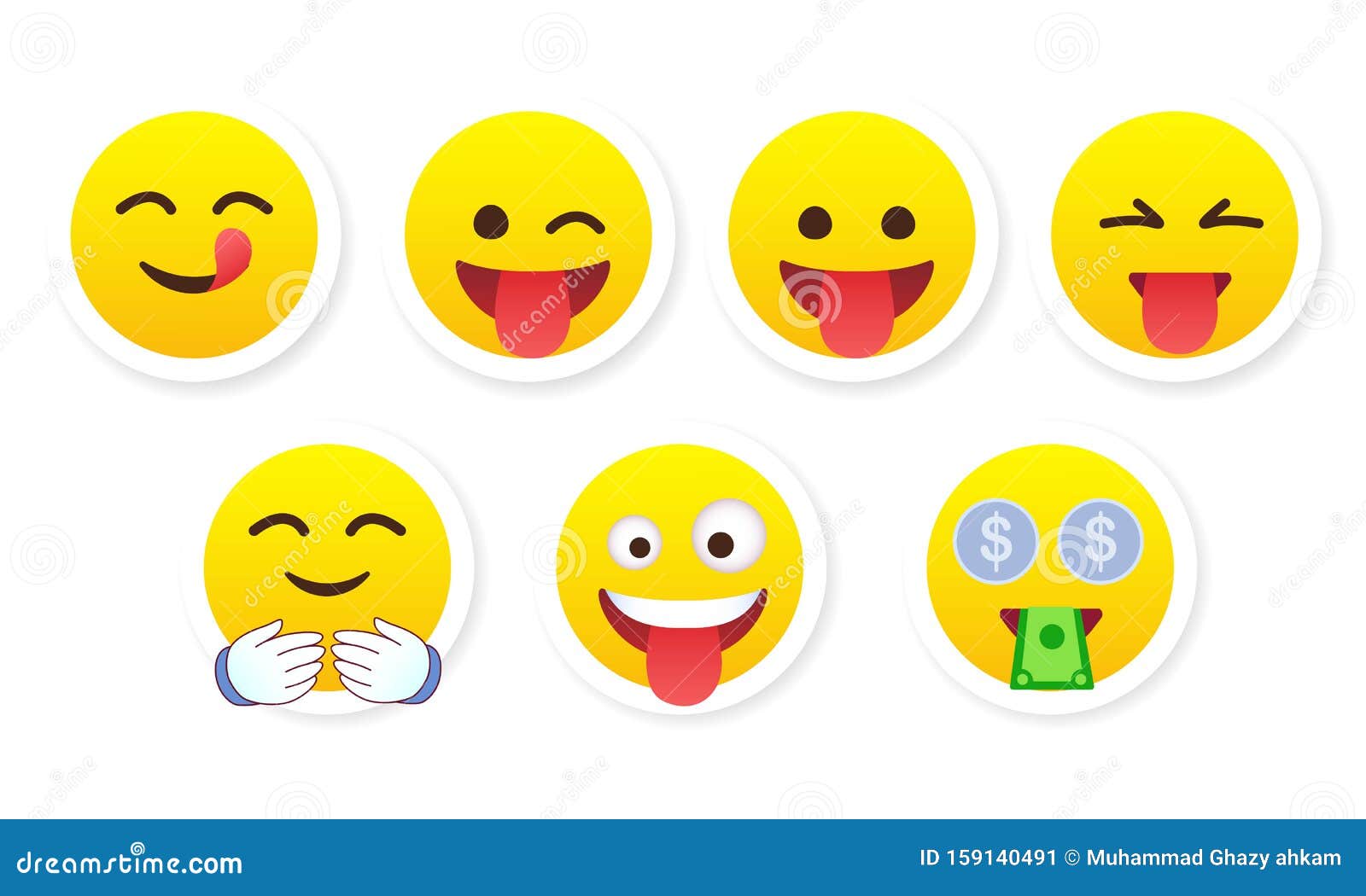 Set of Cute Emojis Illustration Stock Illustration - Illustration of ...
