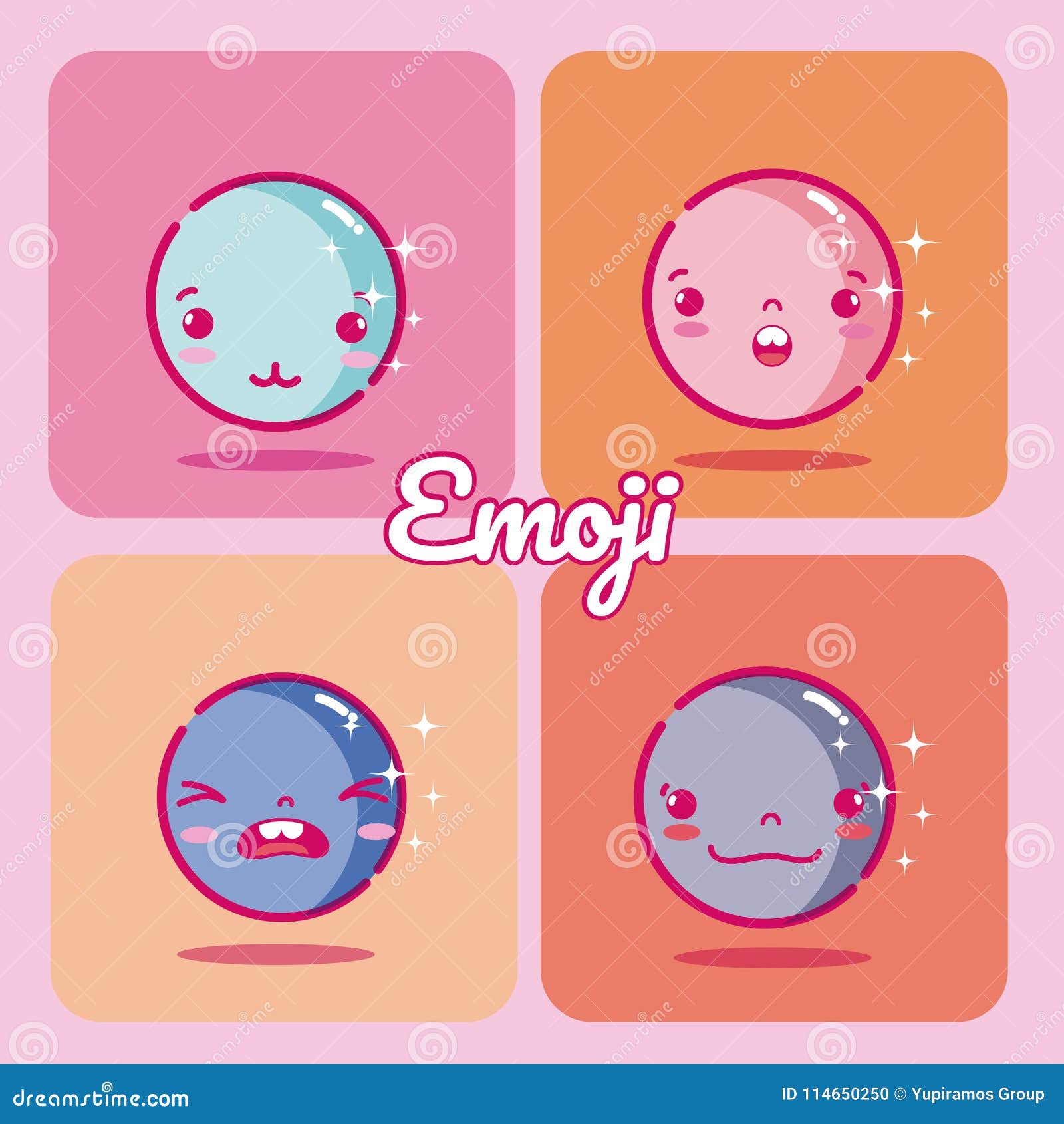 Set of cute emojis stock illustration. Illustration of icon - 114650250