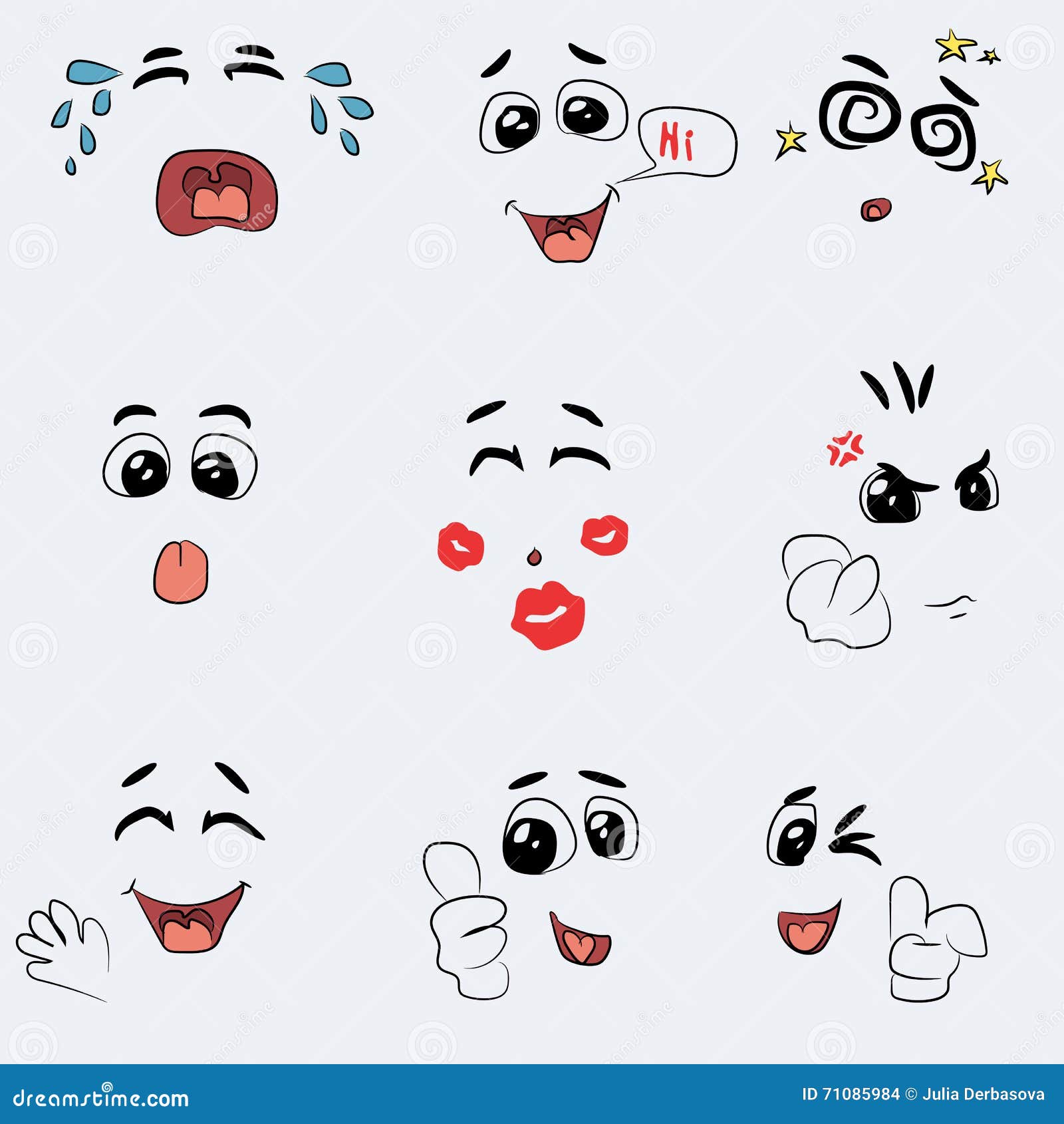 Set of cute emotion vector stock vector. Illustration of adore - 71085984
