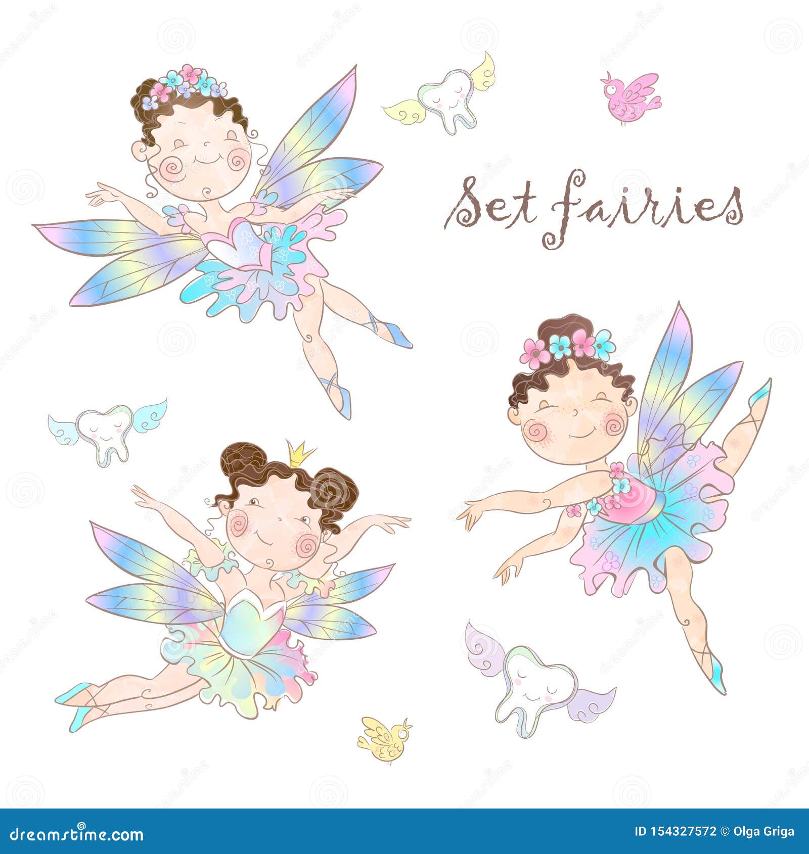 Set Of Cute Fairies And Elves, Magic Little Creatures, Mythical Fairy ...
