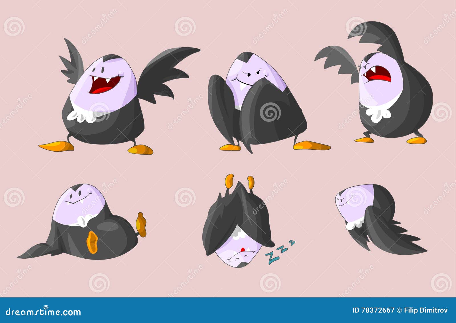 Set of cute fat vampires stock vector. Illustration of scary - 78372667