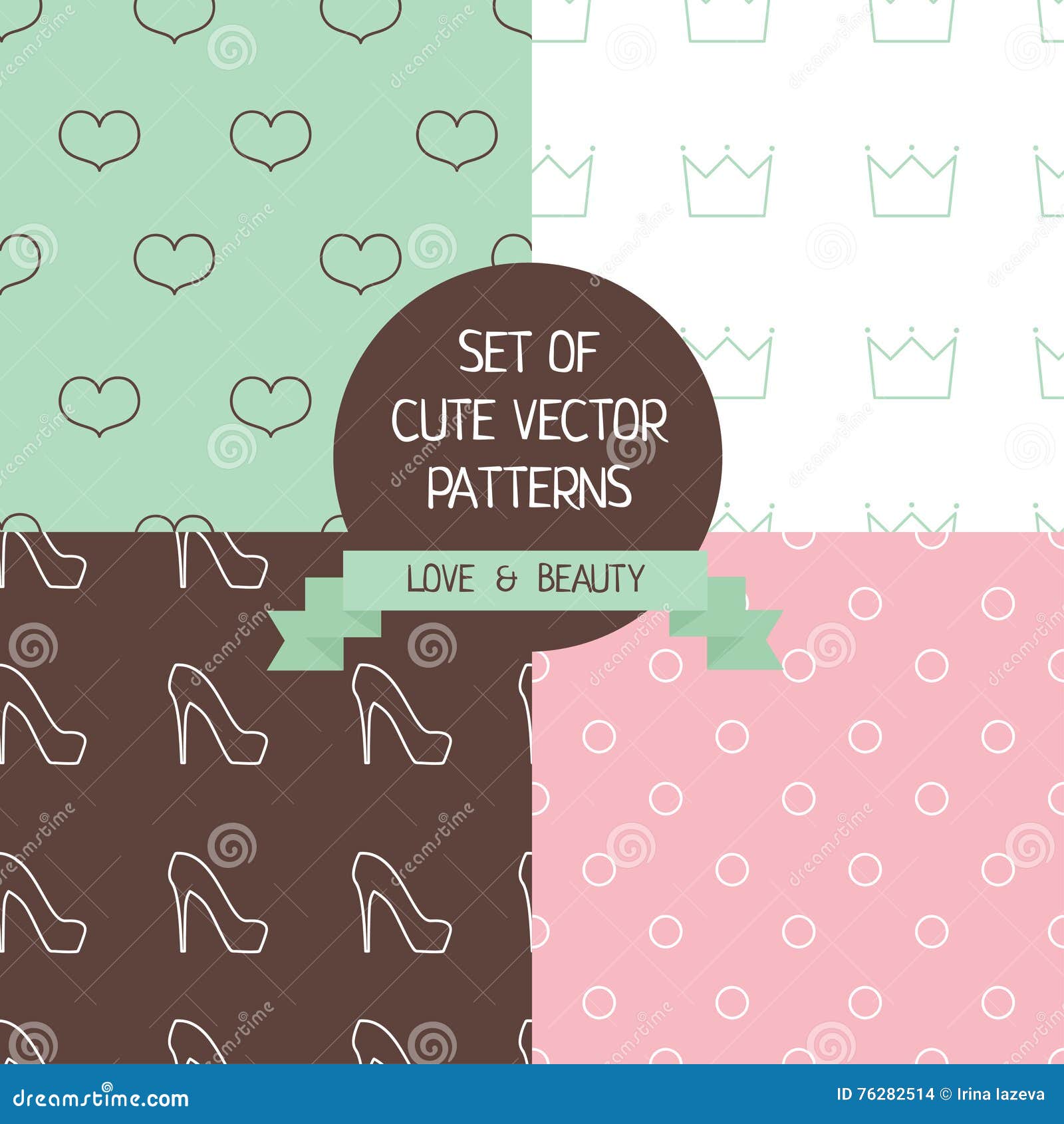 Set of Cute Female Patterns Stock Vector - Illustration of heels ...