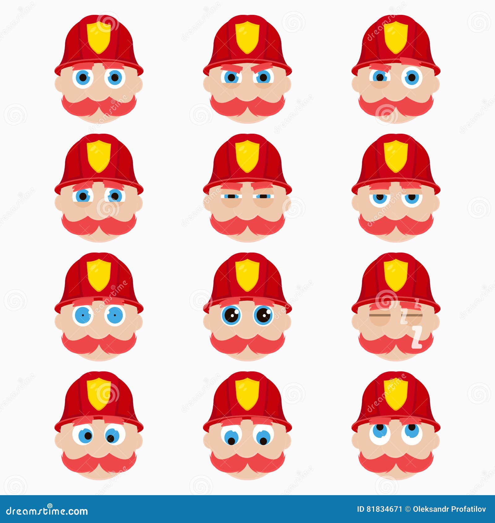 Cute Firefighter, Fireman, Emoticon, Wearing Red Helmet - Emoji ...