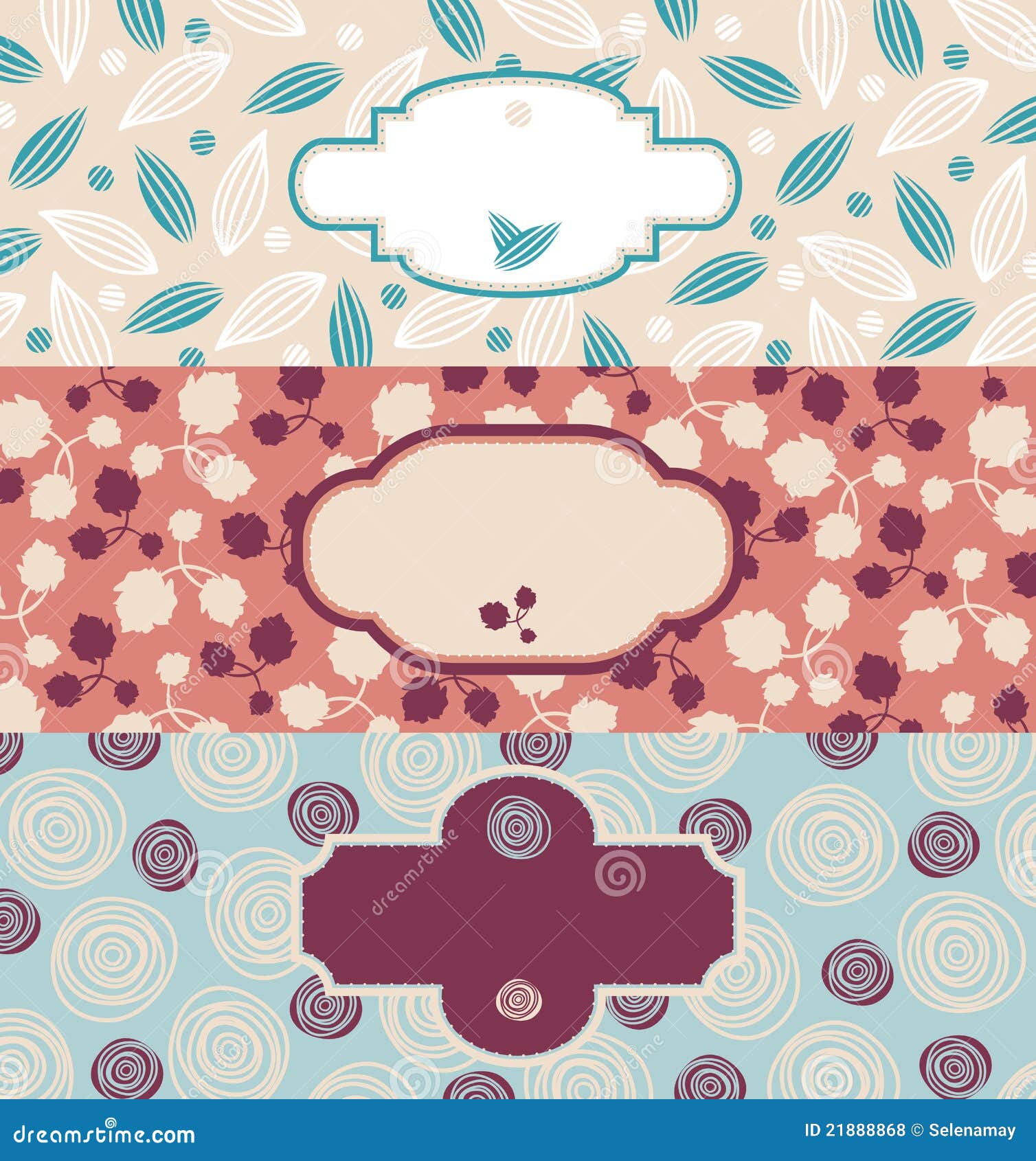 Set of cute floral banners stock vector. Illustration of gentle - 21888868