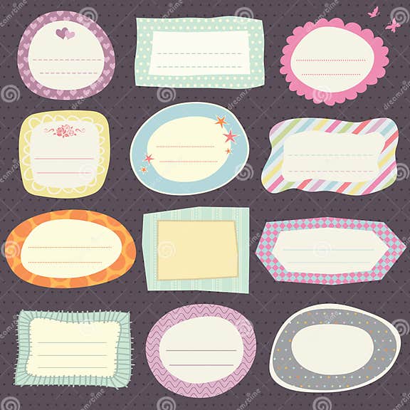 Set of cute frames stock illustration. Illustration of birthday - 38774608