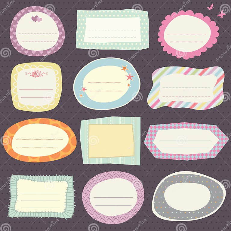 Set of cute frames stock illustration. Illustration of birthday - 38774608